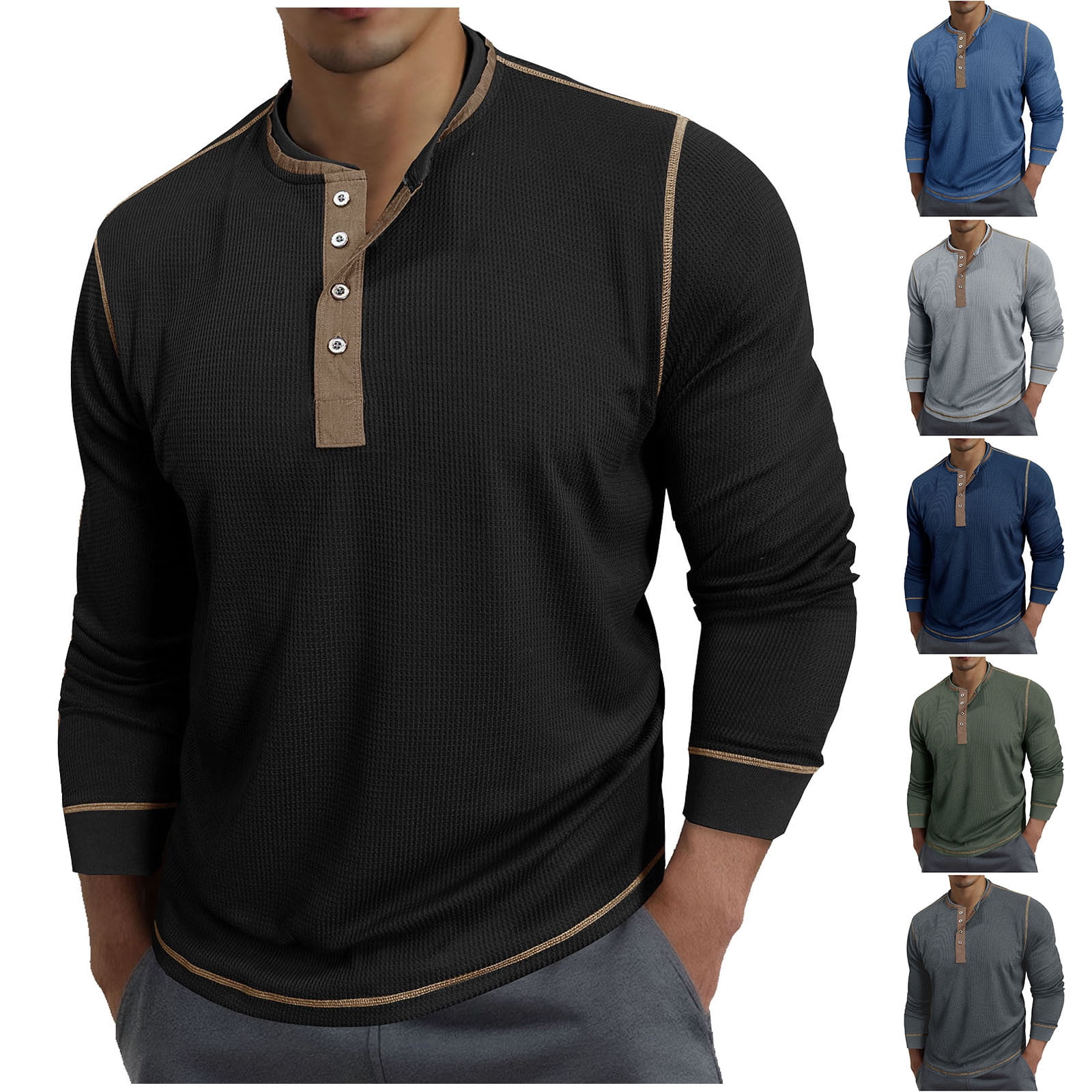 AnuYalue Henley Shirts Mens Casual Crewneck Athletic Shirt Lightweight ...