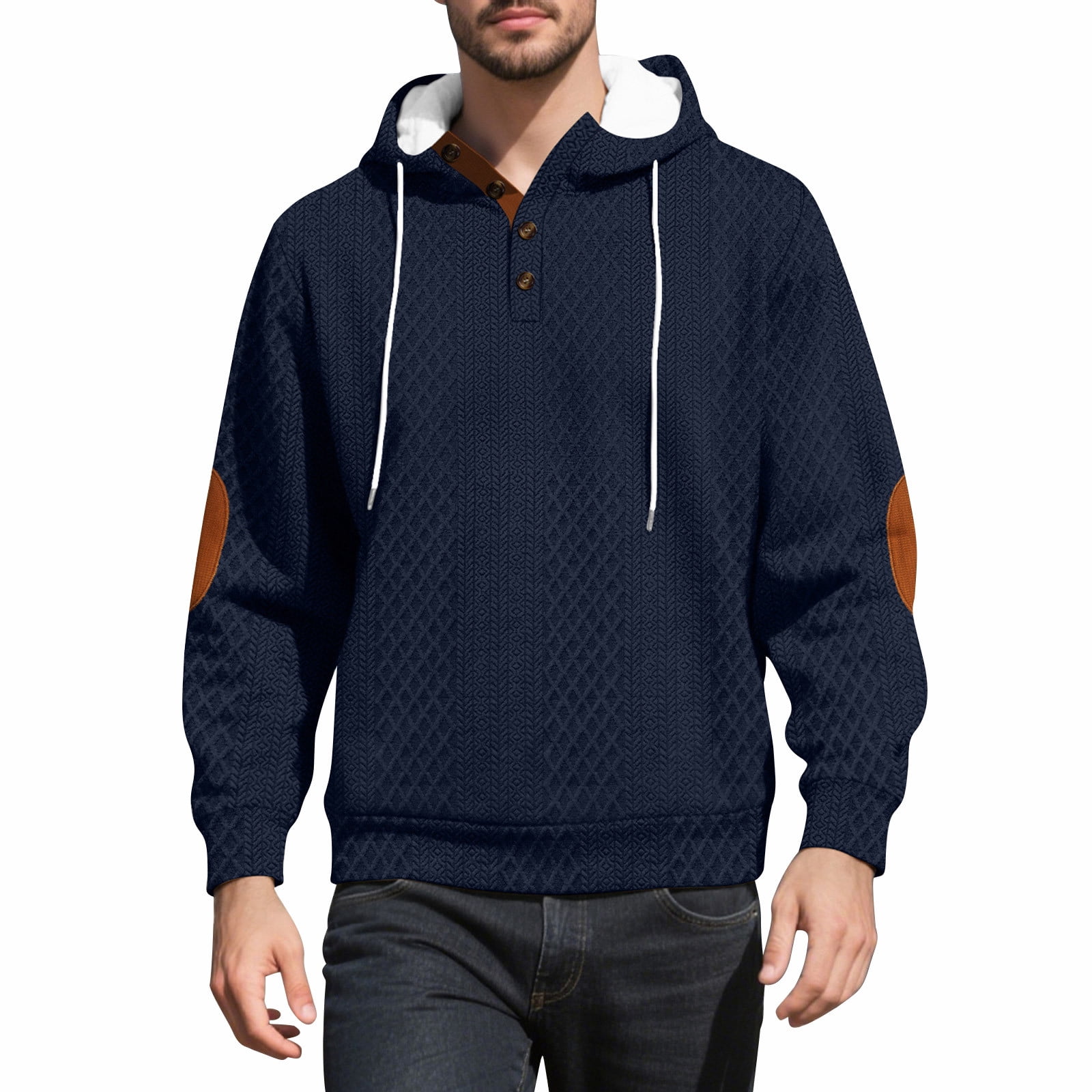 AnuYalue Hooded Sweatshirt for Men Casual Button Up Hoodie Fashion ...