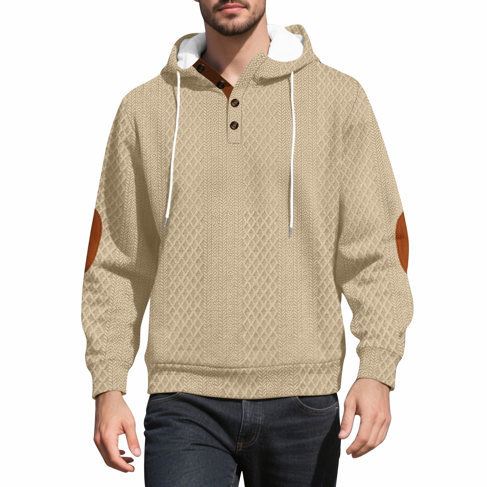 AnuYalue Hooded Sweatshirt for Men Casual Button Up Hoodie Fashion ...