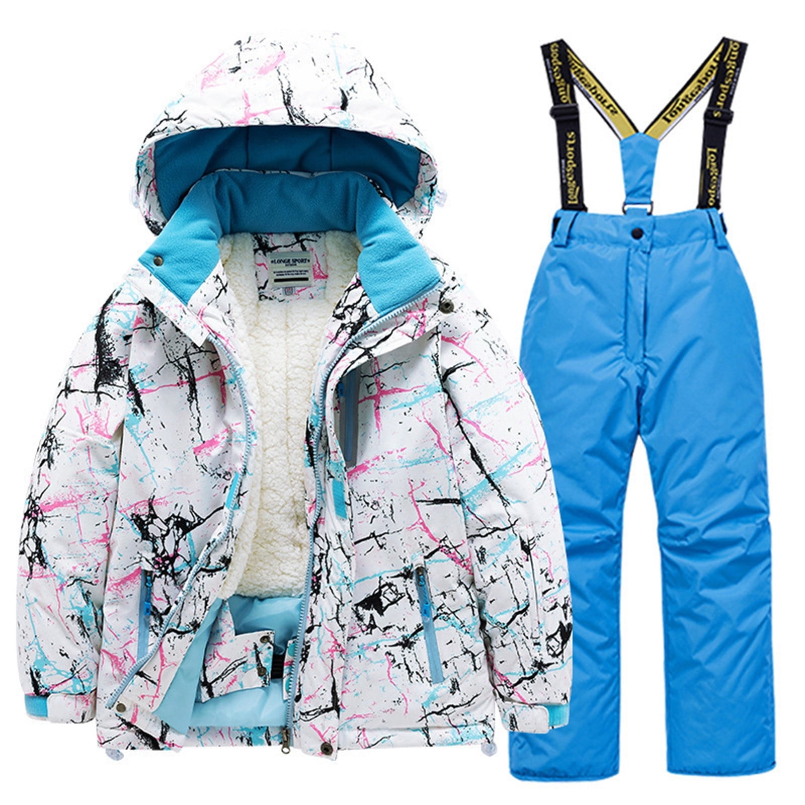 AnuYalue Kids Fleece Lined Ski Jacket Pants Set 2024 Winter ...