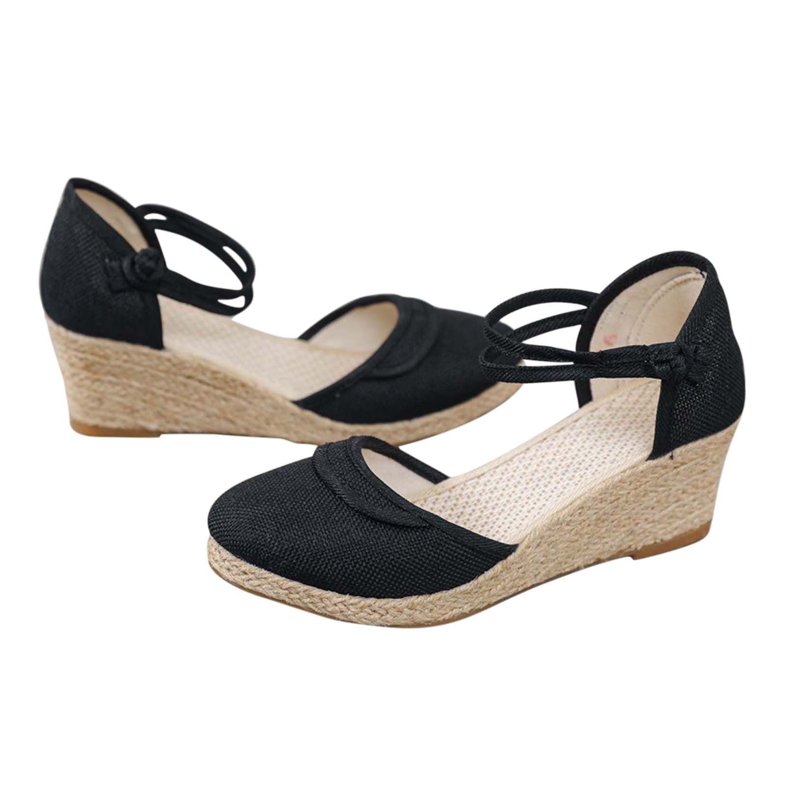 AnuYalue Lace up Wedge Sandals,Women's Platform Espadrilles Wedge ...