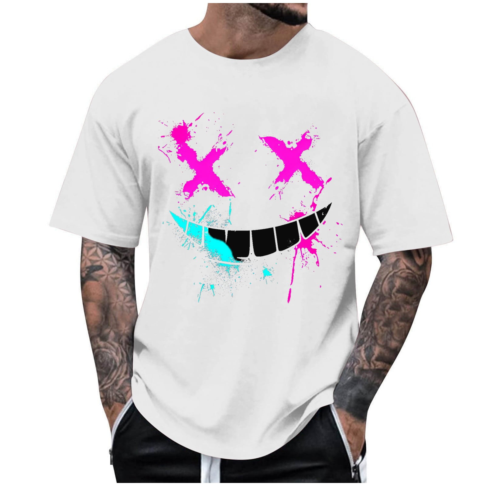 AnuYalue Men Oversized T Shirts Big and Tall Short Sleeve Tees Fashion ...