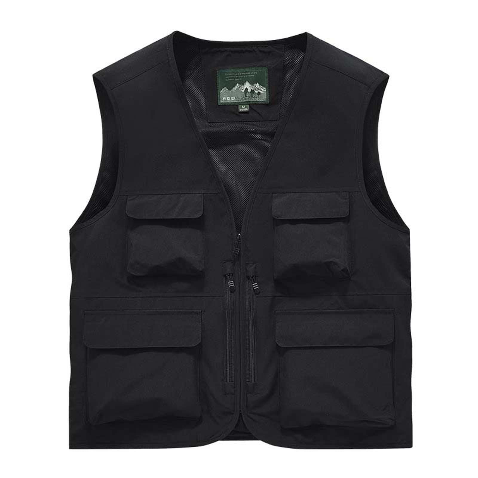 AnuYalue Men's Big and Tall Cargo Vest Lightweight Outdoor Work Vests ...