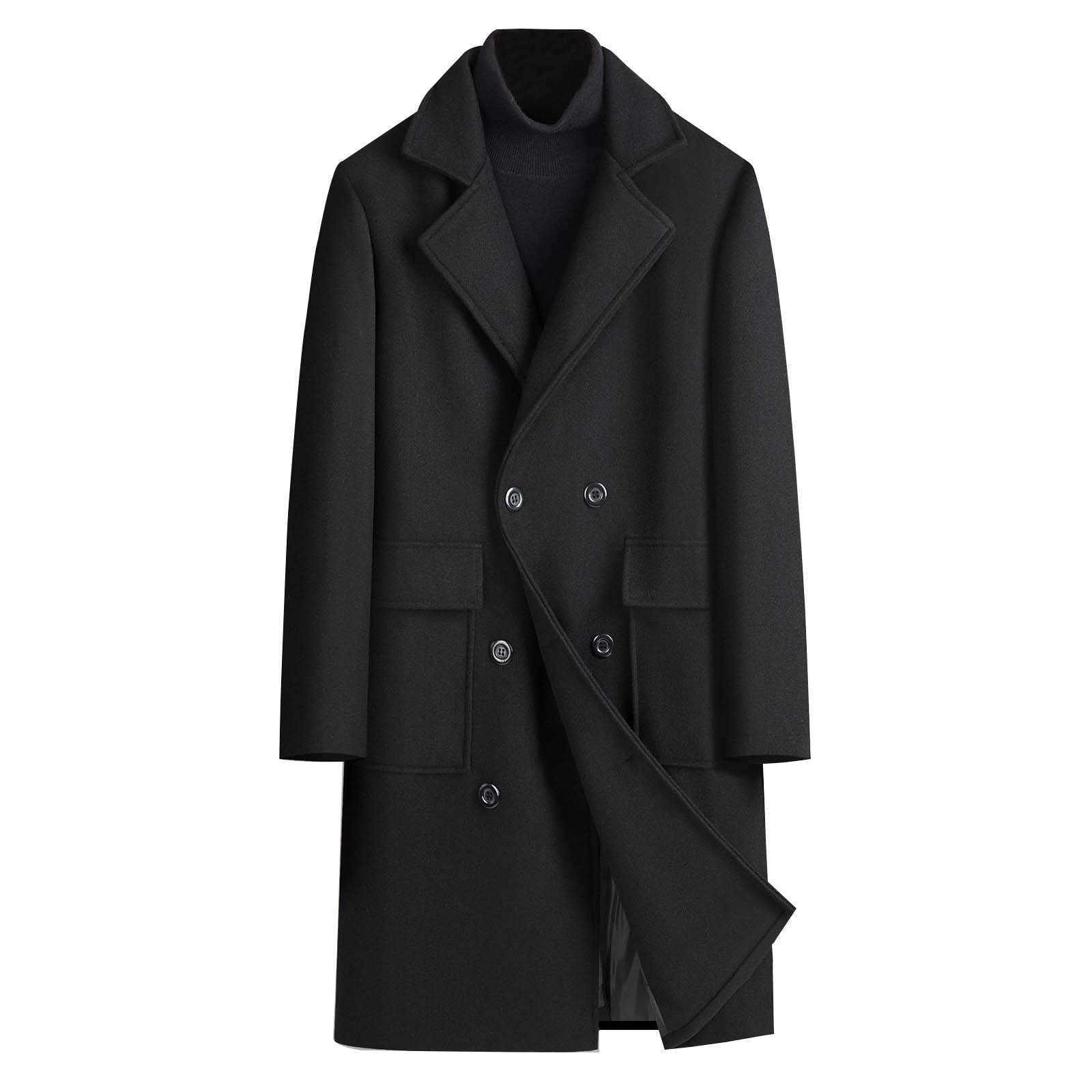 AnuYalue Men's Big and Tall Coat Slim Fit Lapel Long Jacket Overcoat ...