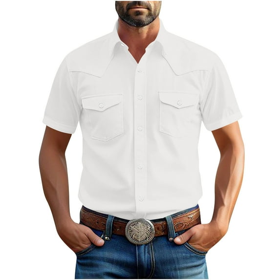 AnuYalue Men's Big and Tall Shirts Casual Western Short Sleeve Tops ...