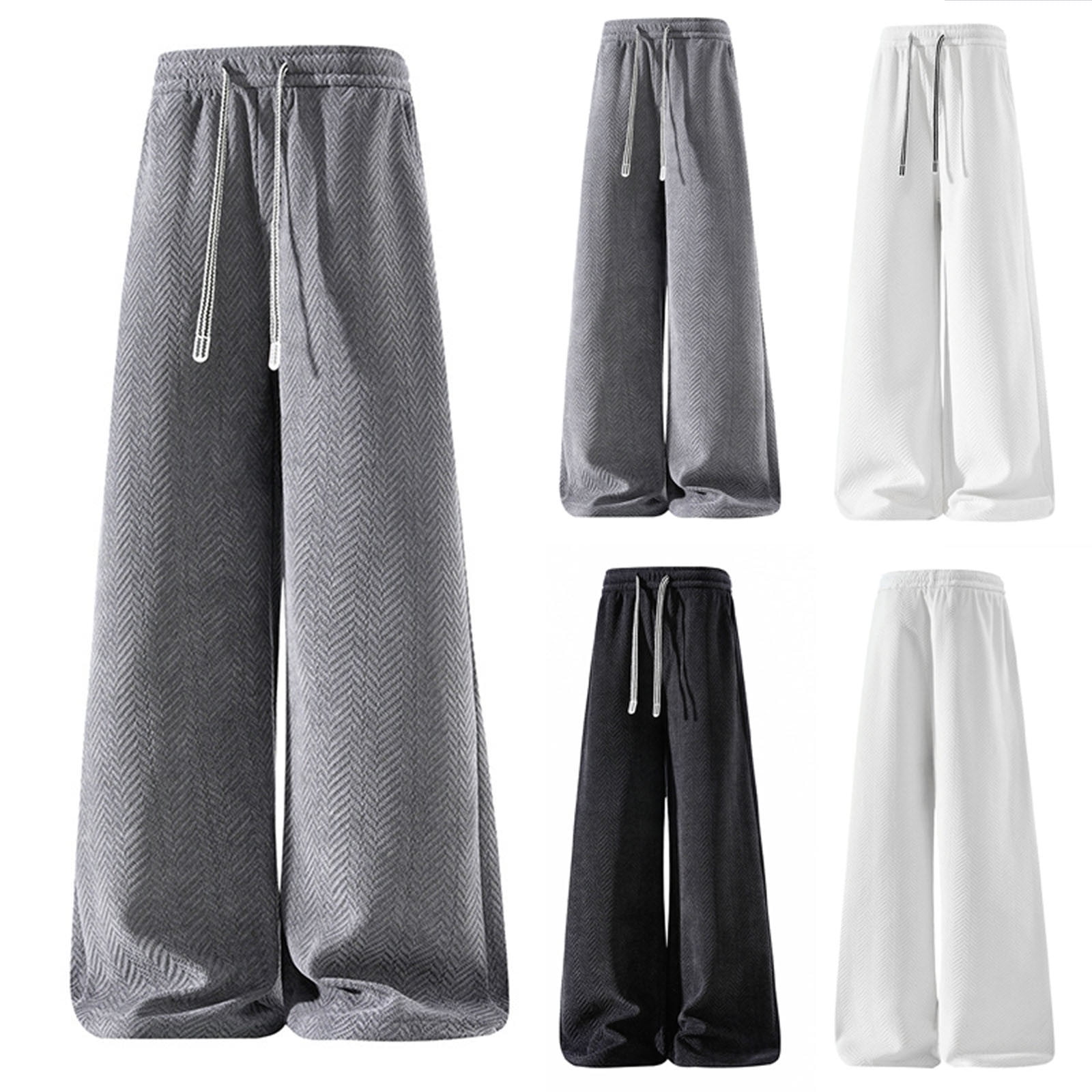 AnuYalue Men's Big and Tall Wide Leg Pants Drawstring Elastic Waist ...
