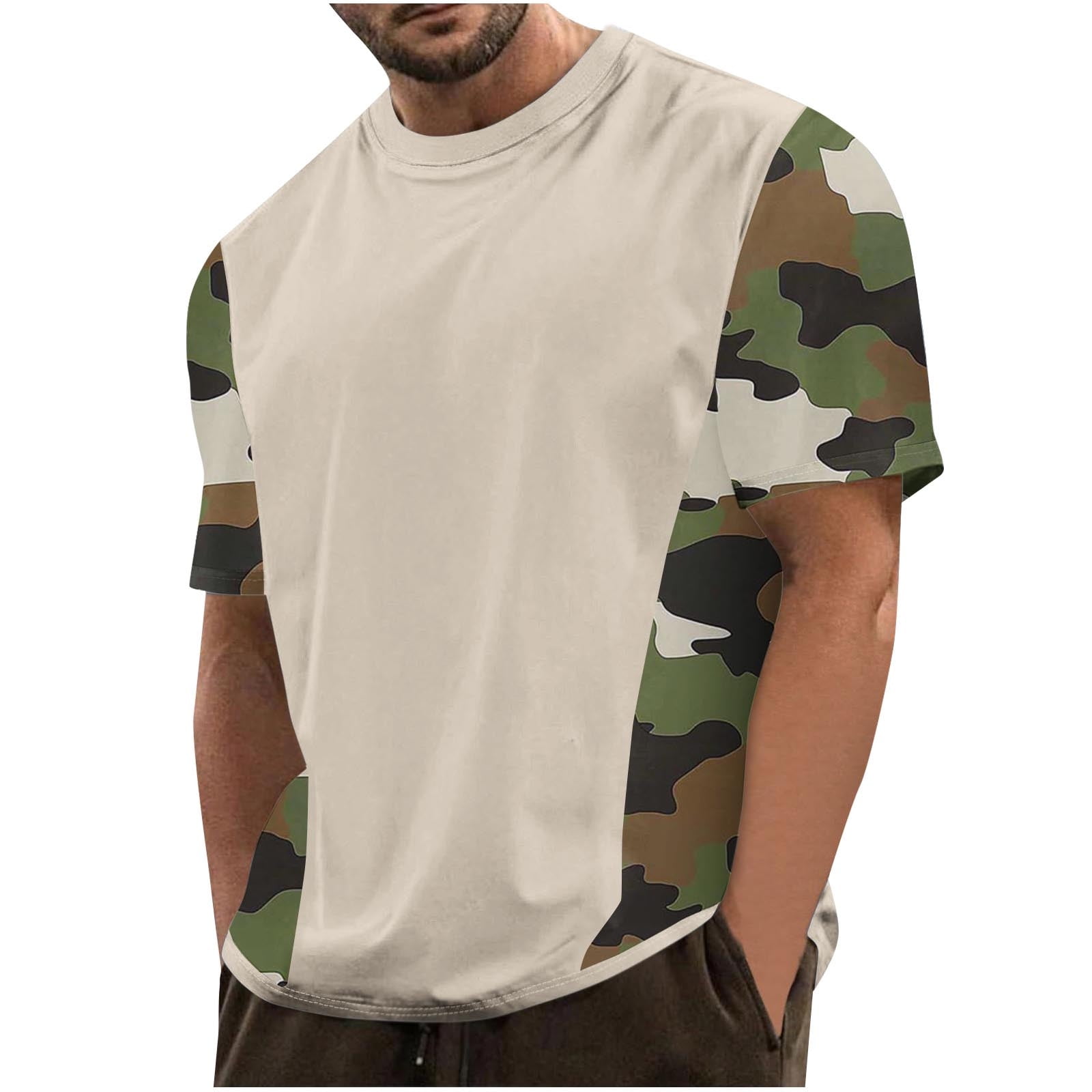 AnuYalue Men's Camouflage T-Shirt Sports Fitness Short Sleeve Military ...