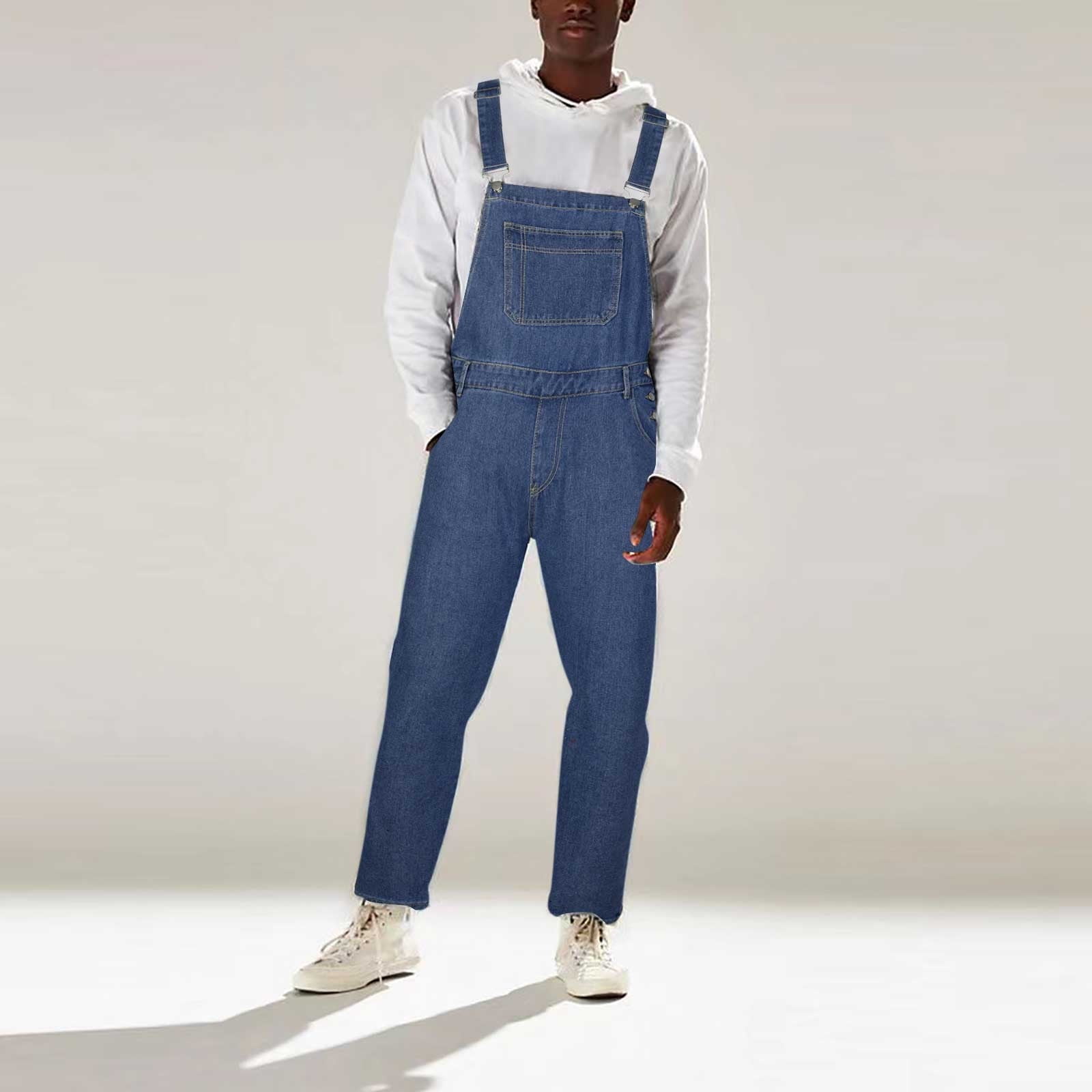 AnuYalue Men's Denim Bib Overalls Causal One Piece Jeans Pants Work ...