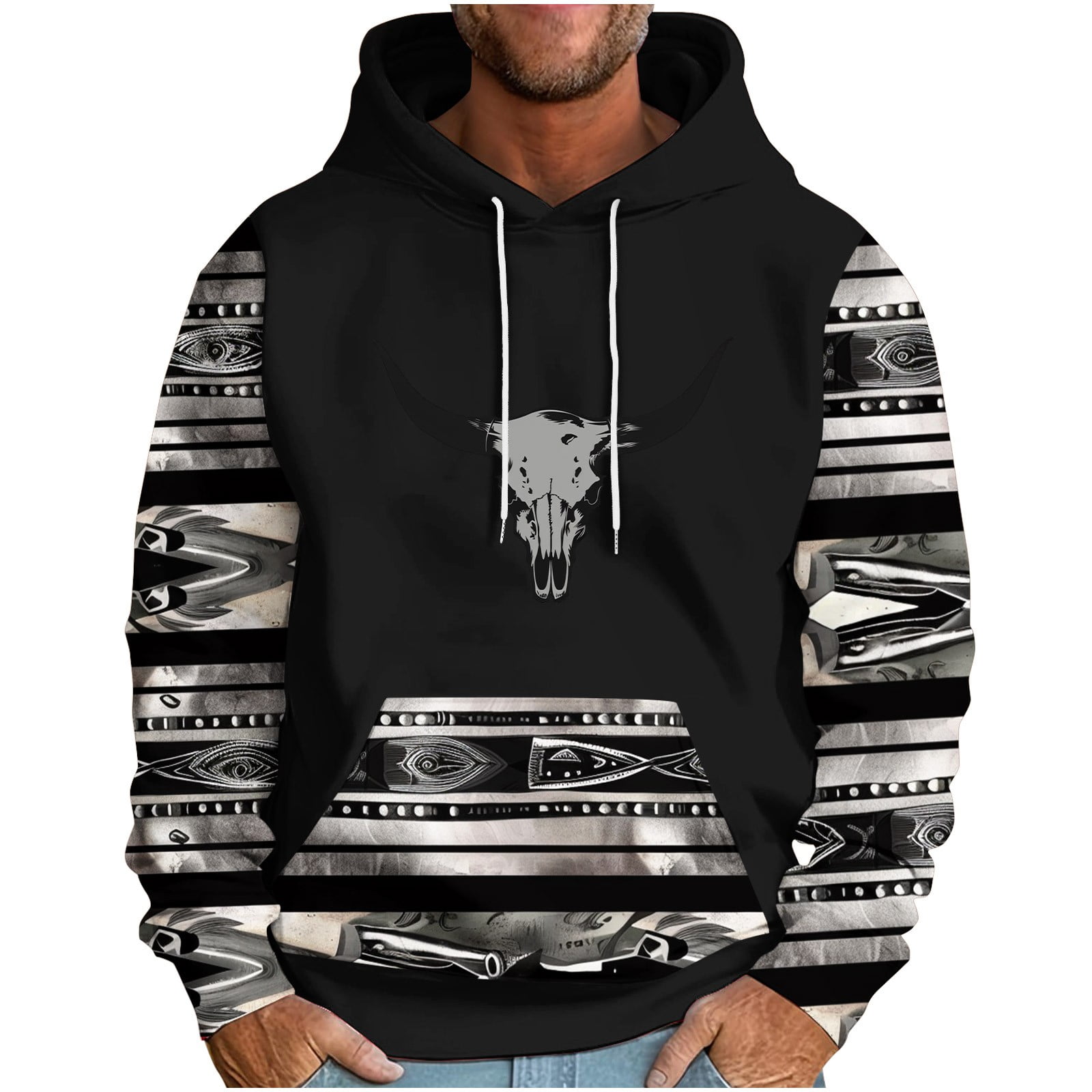 AnuYalue Men's Fashion Sweatshirt Vintage Graphic Print Long Sleeve ...