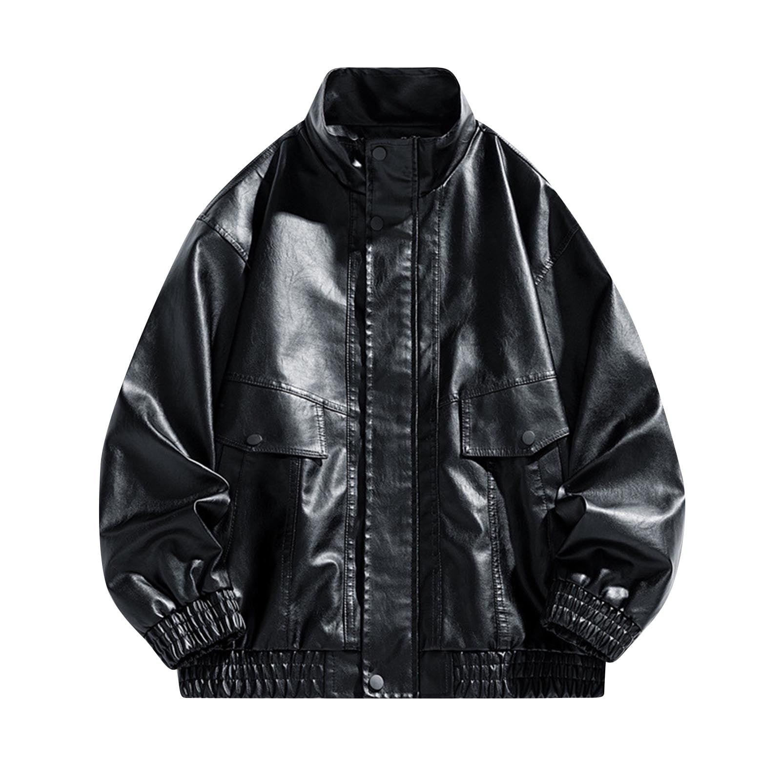 AnuYalue Men's Faux Leather Jacket Vintage Style Motorcycle Jackets ...