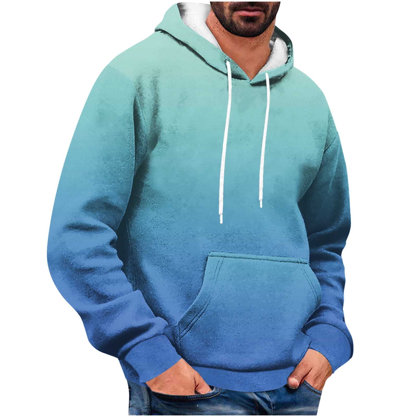 AnuYalue Men's Gradient Color Hoodies Fashion Fall Winter Pullover ...