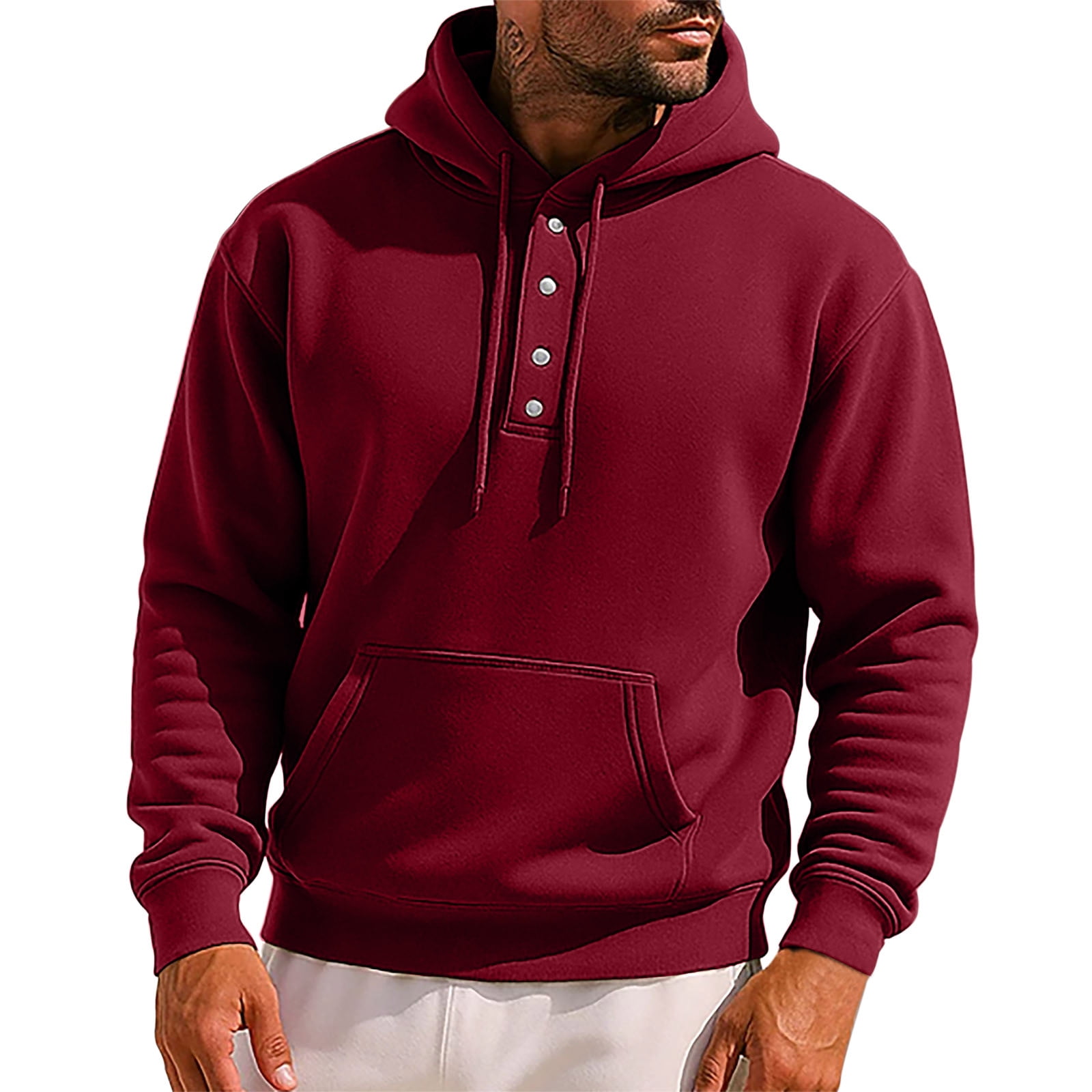 AnuYalue Men's Lightweight Pullover Fall Winter Button Up Hoodie Long ...