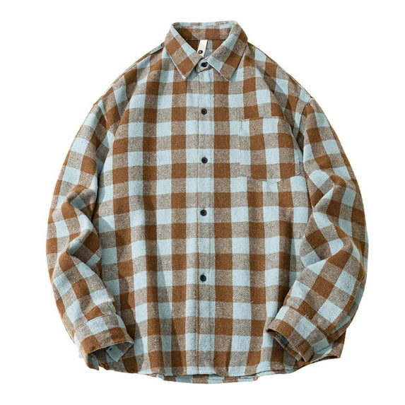 AnuYalue Men's Plaid Shirts Big and Tall Button Down Shirt Casual Lapel ...