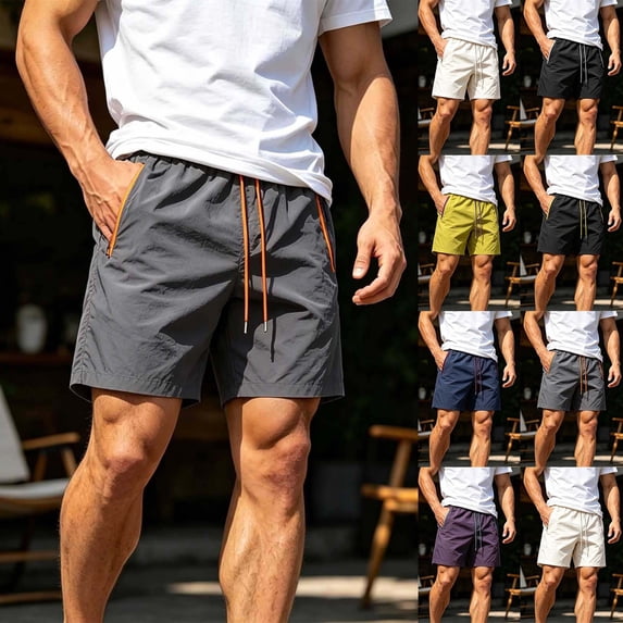 AnuYalue Mens Athletic Shorts with Pockets Workout Running Elastic ...