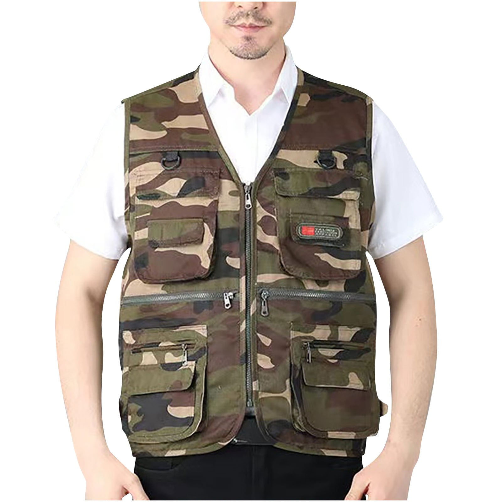 AnuYalue Mens Big and Tall Camo Vest Casual Lightweight Cargo Vests ...