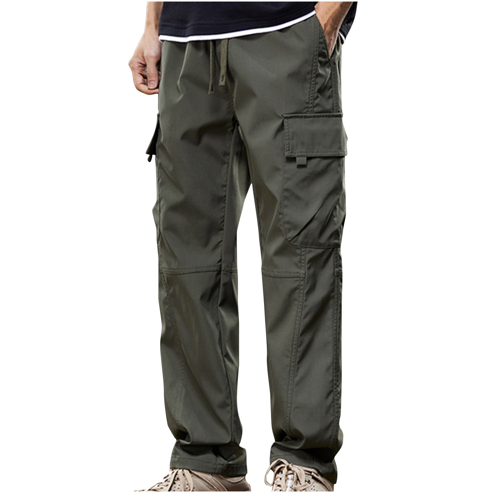 AnuYalue Mens Big and Tall Cargo Pants Casual Elastic Waist Drawstring ...