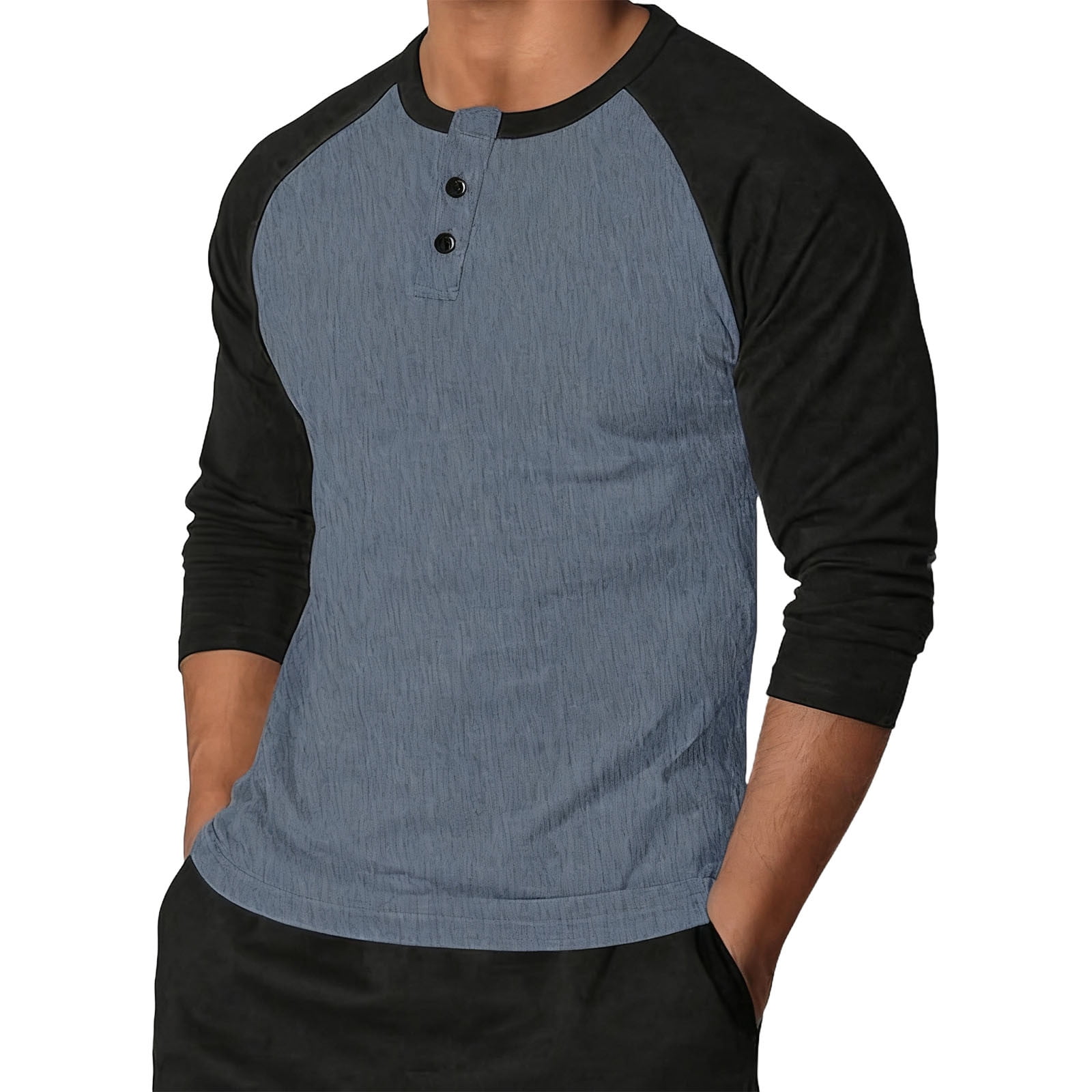 AnuYalue Mens Big and Tall Henley Tops Relaxed Fit Fashion Color Block ...
