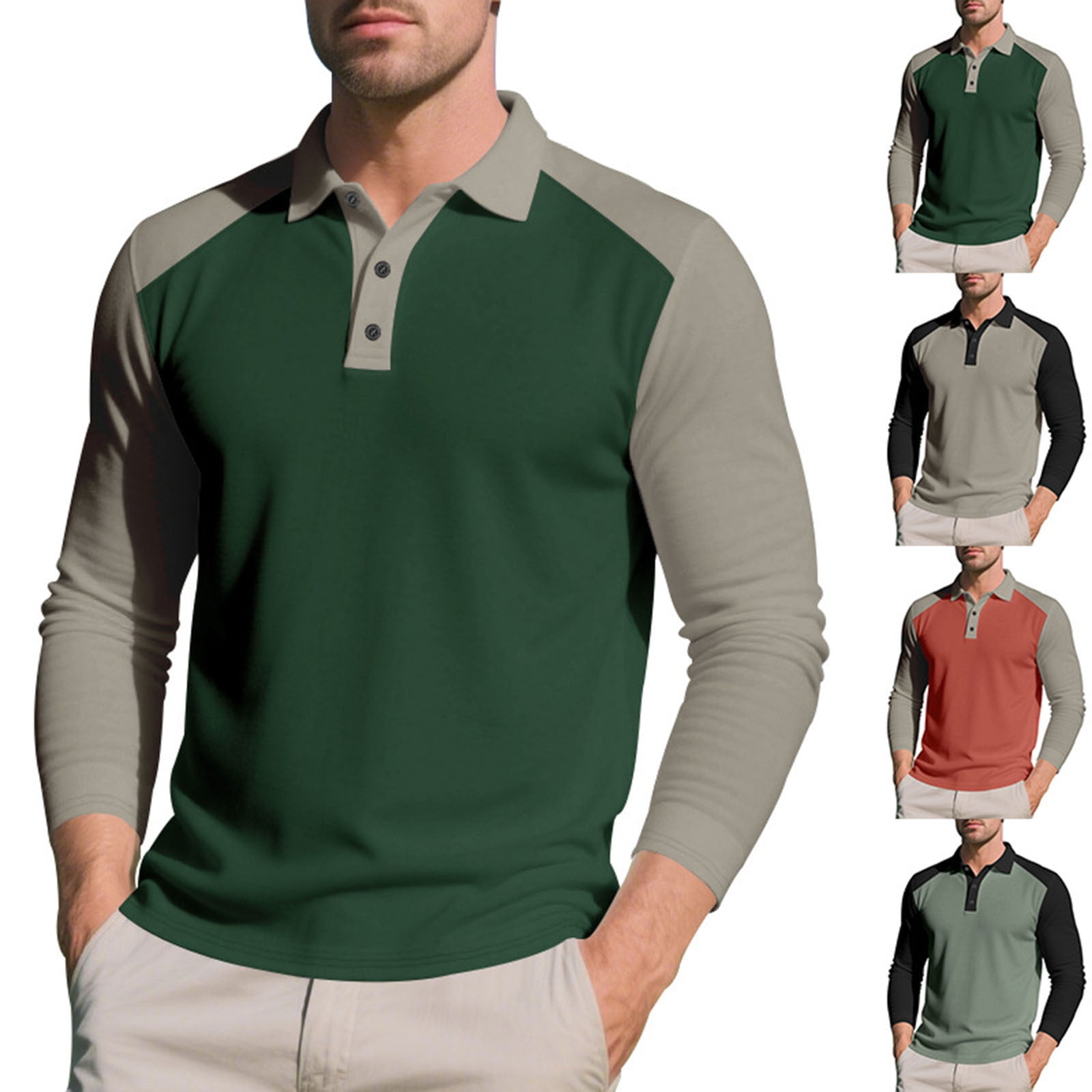 AnuYalue Mens Button Down Shirts Fashion Color Block Long Sleeve T ...