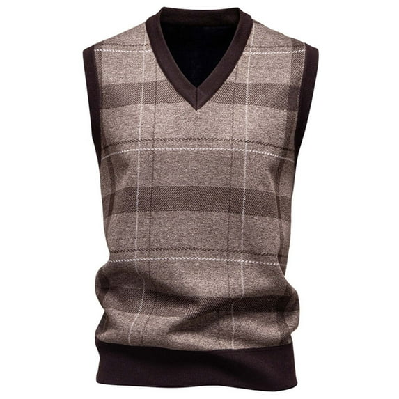 AnuYalue Mens Knitted Vests Fleece V Neck Slim Fit Pullover Knitwear ...