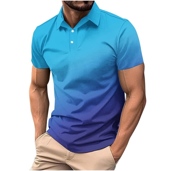 AnuYalue Mens Shirts Fashion Gradient Color T-Shirt Lightweight Short ...