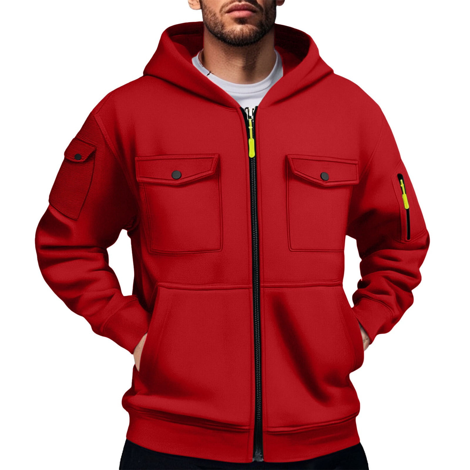 AnuYalue Mens Tactical Hoodie Zip Up Athletic Outdoor Hooded Sweatshirt ...