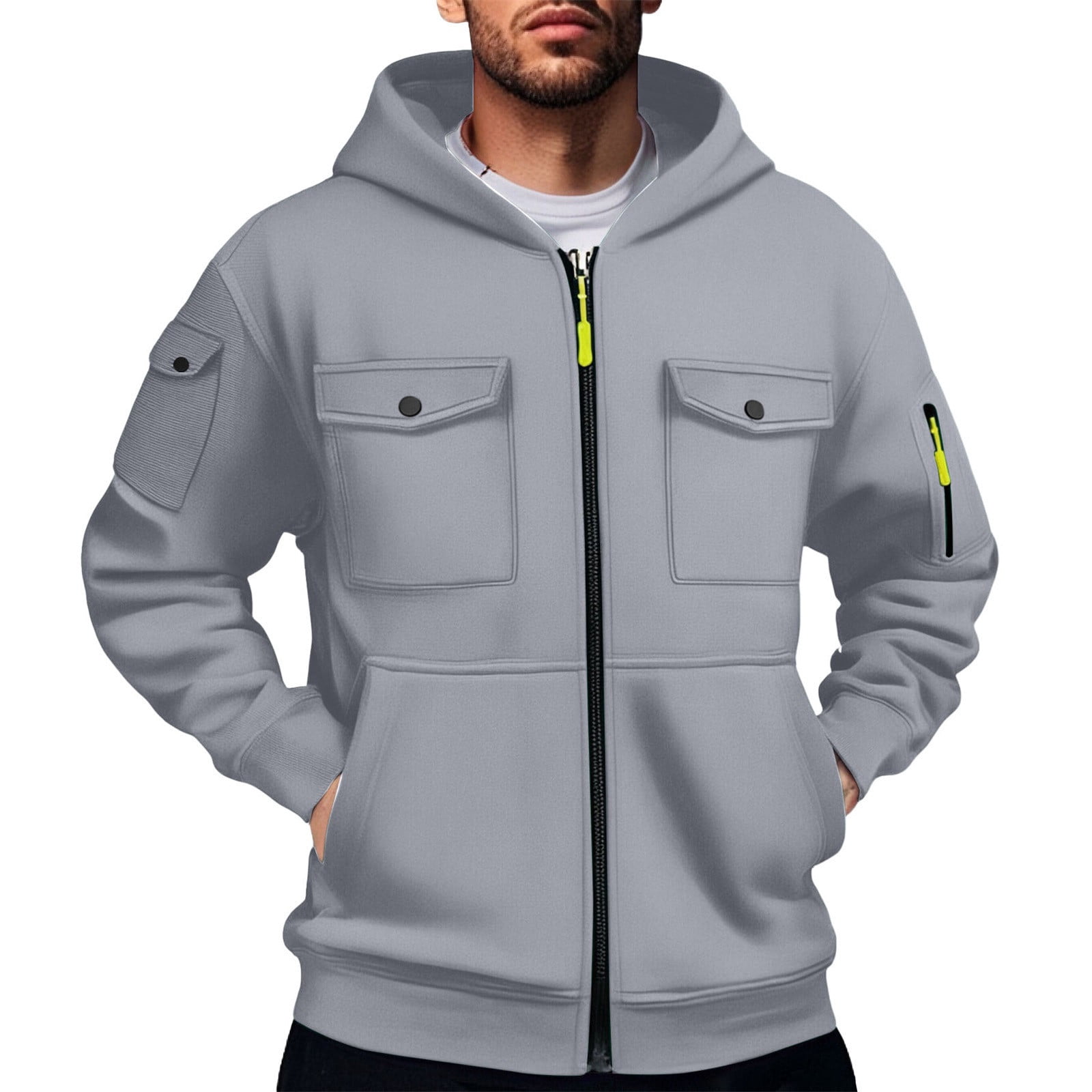 AnuYalue Mens Tactical Hoodie Zip Up Athletic Outdoor Hooded Sweatshirt ...