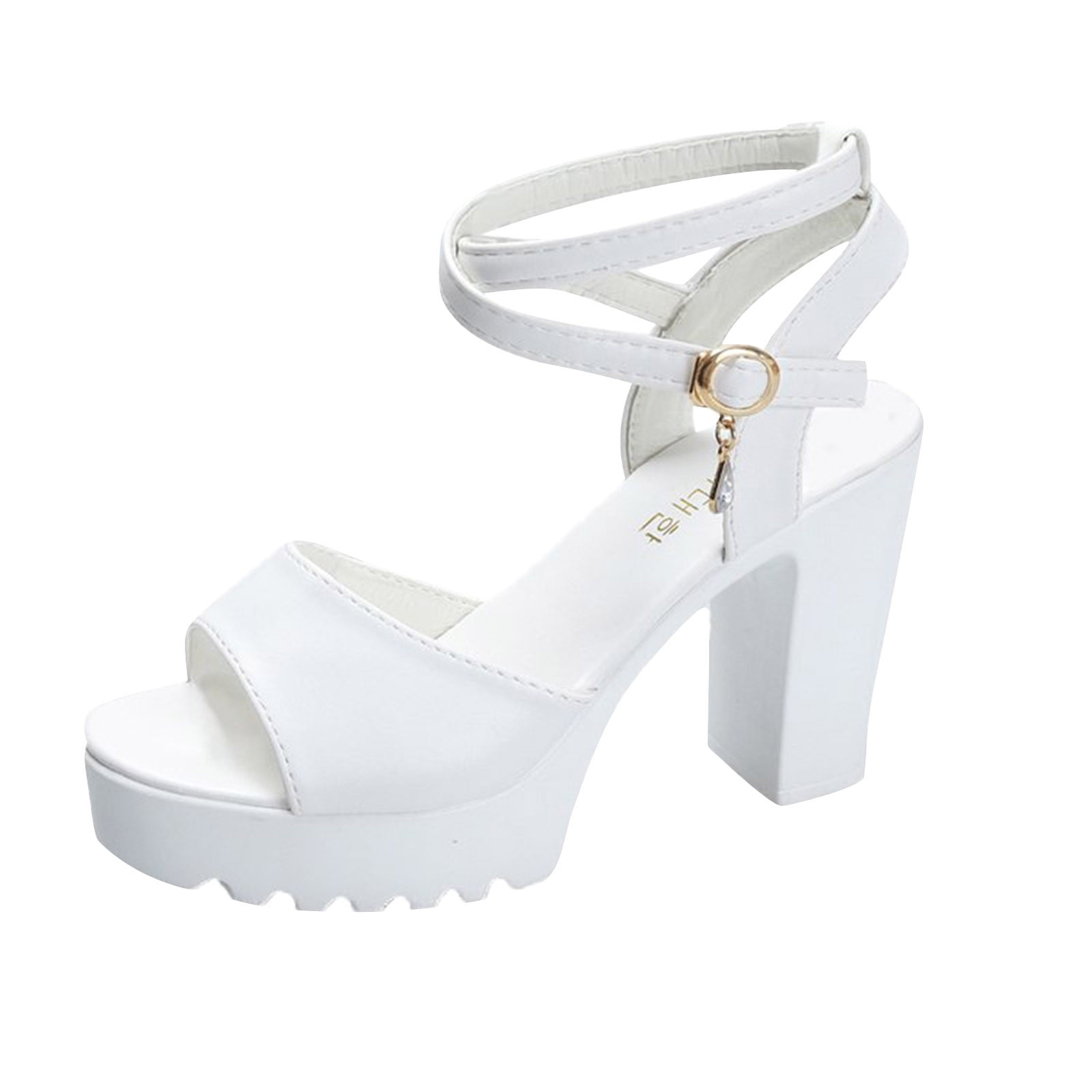 AnuYalue Platform Heels for Women Open Toe Chunky High Heels Ankle ...