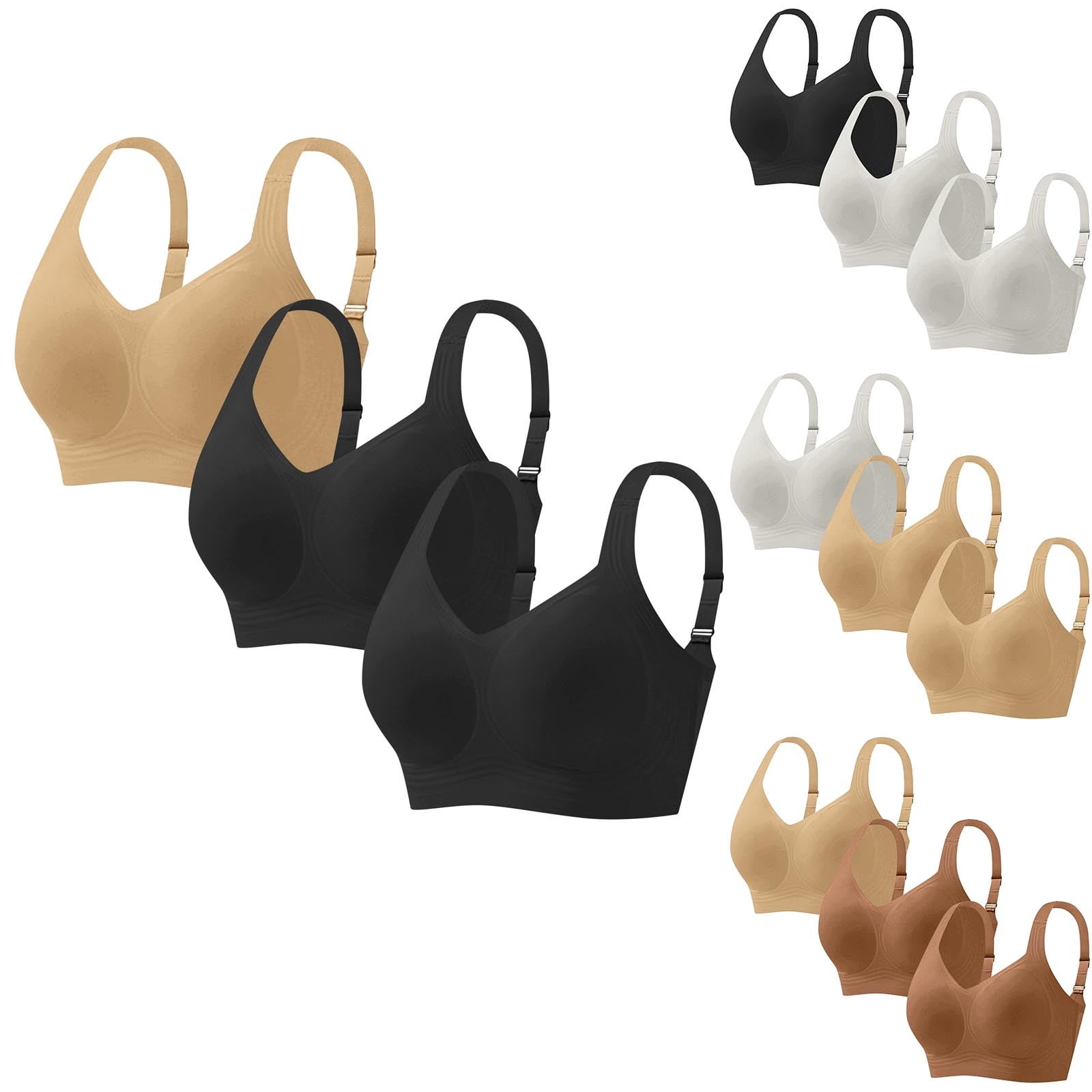 AnuYalue Plus Size 3PC Seamless Bras for Women Full Coverage Push Up ...