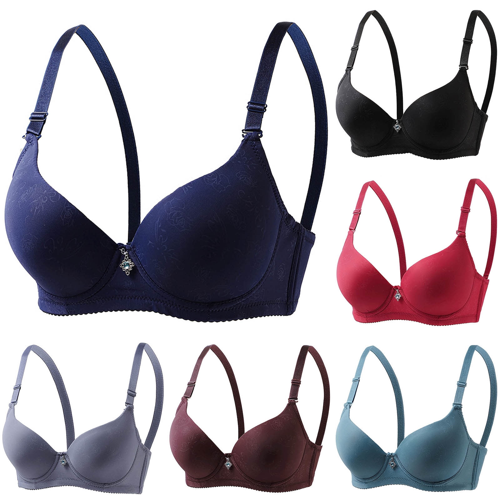 AnuYalue Plus Size Bra for Women Push Up Thin Bow Cup Bras Padded ...