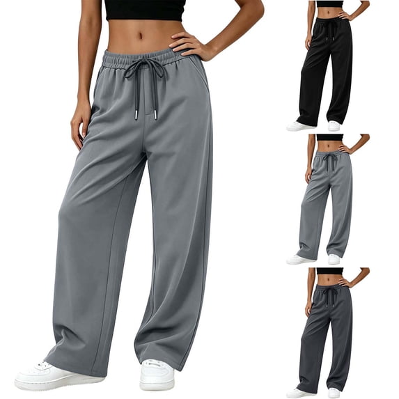 AnuYalue Plus Size Sweatpants for Women Drawstring Waisted Baggy Wide ...