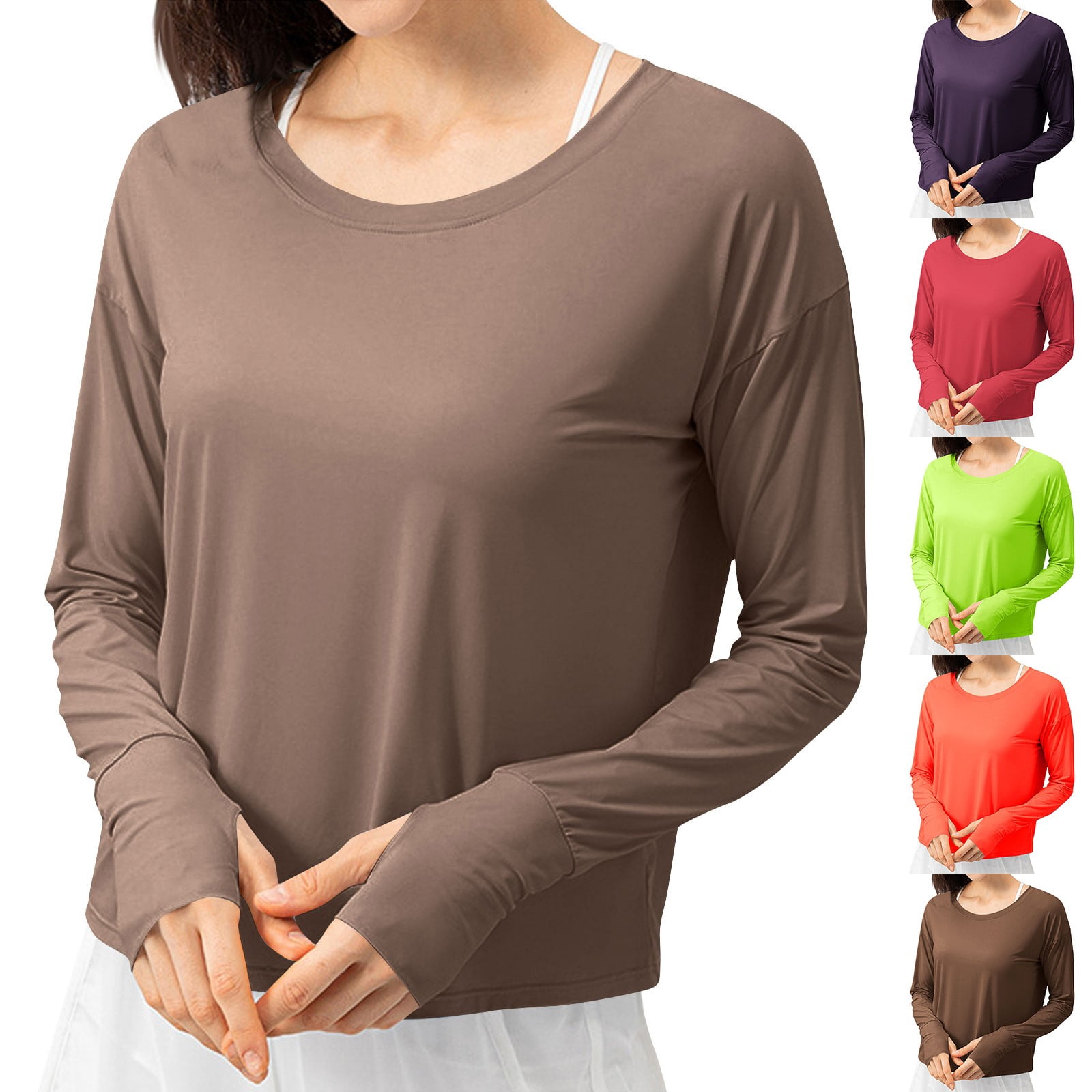 AnuYalue Sun Protection T-Shirt for Women Fashion UPF 50+ Crew Neck ...