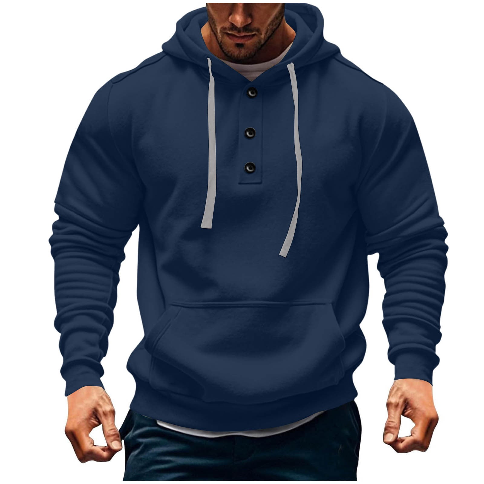 AnuYalue Tactical Hoodies for Men Quarter Button Up Hooded Sweatshirts ...