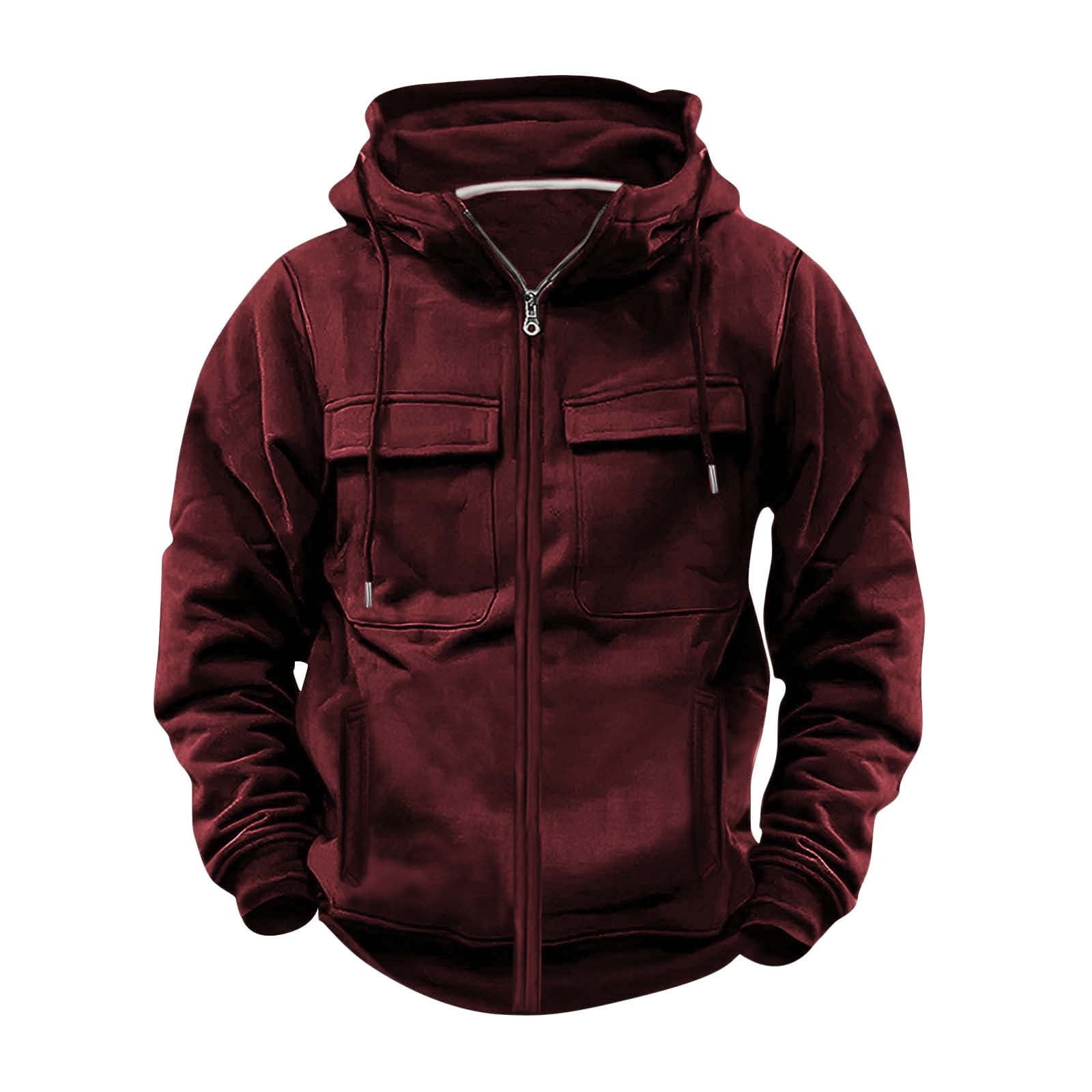 AnuYalue Tactical Sweatshirts for Men Full Zip Long Sleeve Retro Hooded ...
