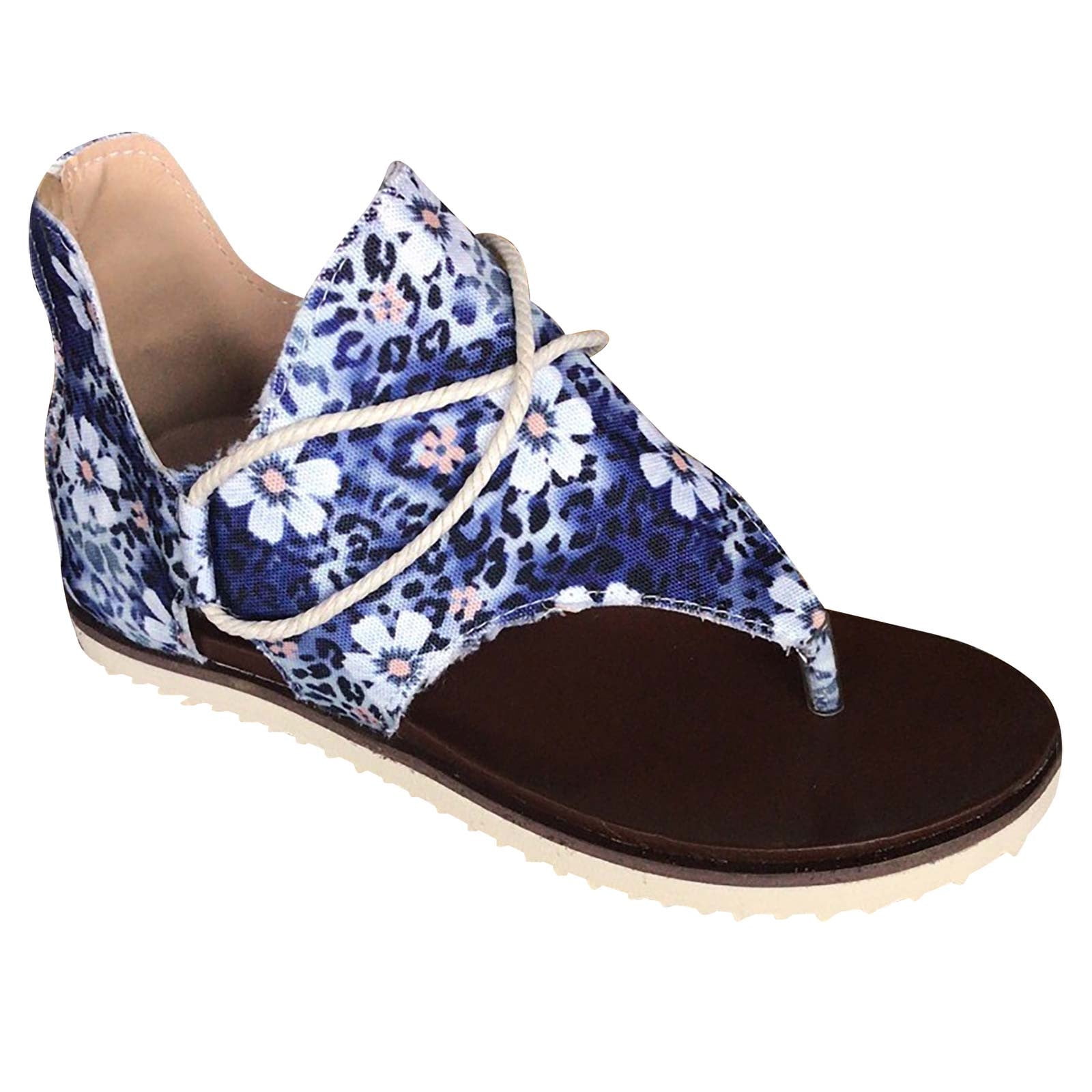 AnuYalue Thong Sandals for Women Flat Beach,Bohemia Floral Flat Sandals ...