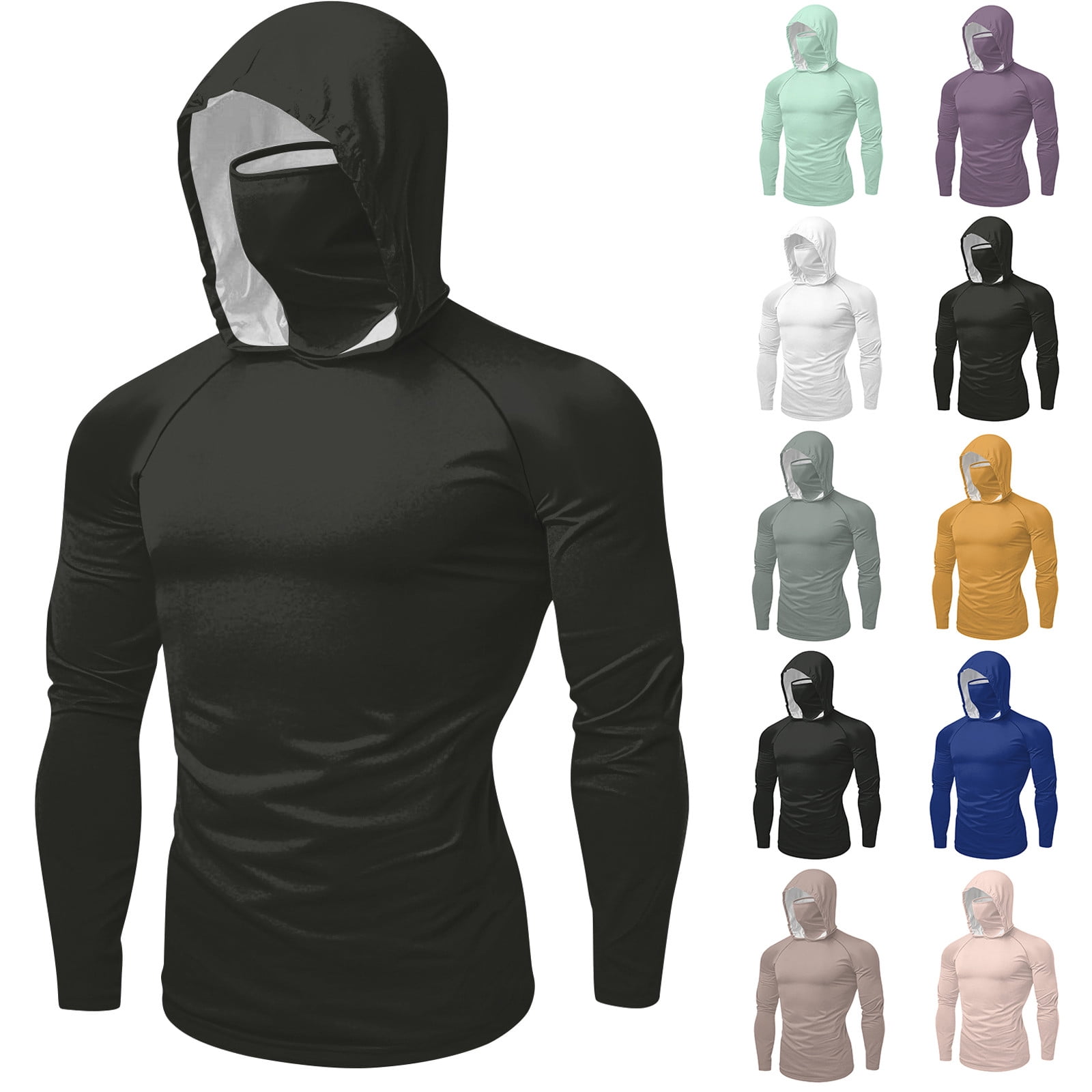 AnuYalue Unisex Big and Tall Sun Shirts Casual Face Cover Hoodies UPF ...