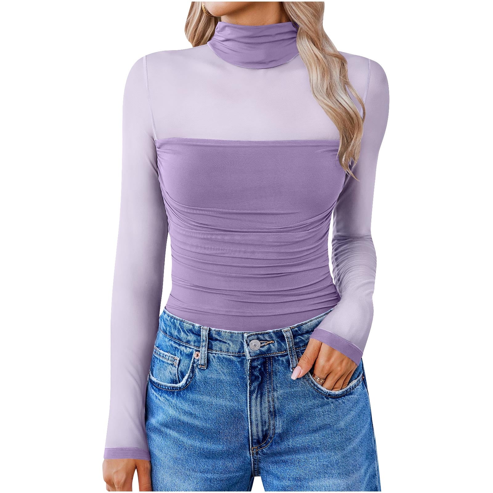 AnuYalue Women Long Sleeve Bodysuit Turtle Neck Shapewear Body Suits ...
