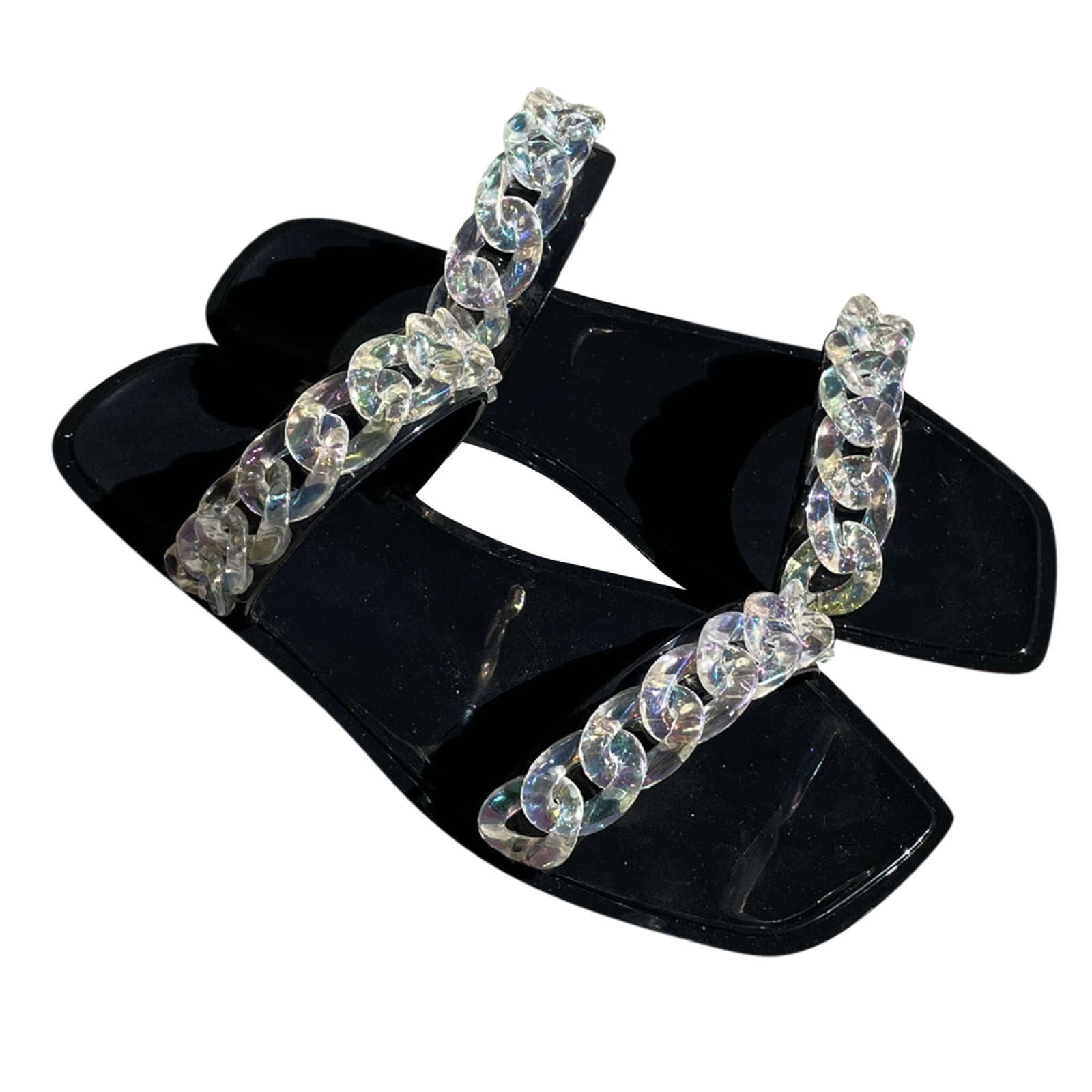 AnuYalue Women Rhinestone Sandals, Bohemian Pearl Crystal Flat Sandals ...