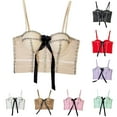 AnuYalue Women's Bow Tie Ribbon Rhinestone Bustier Corset Top Spaghetti ...