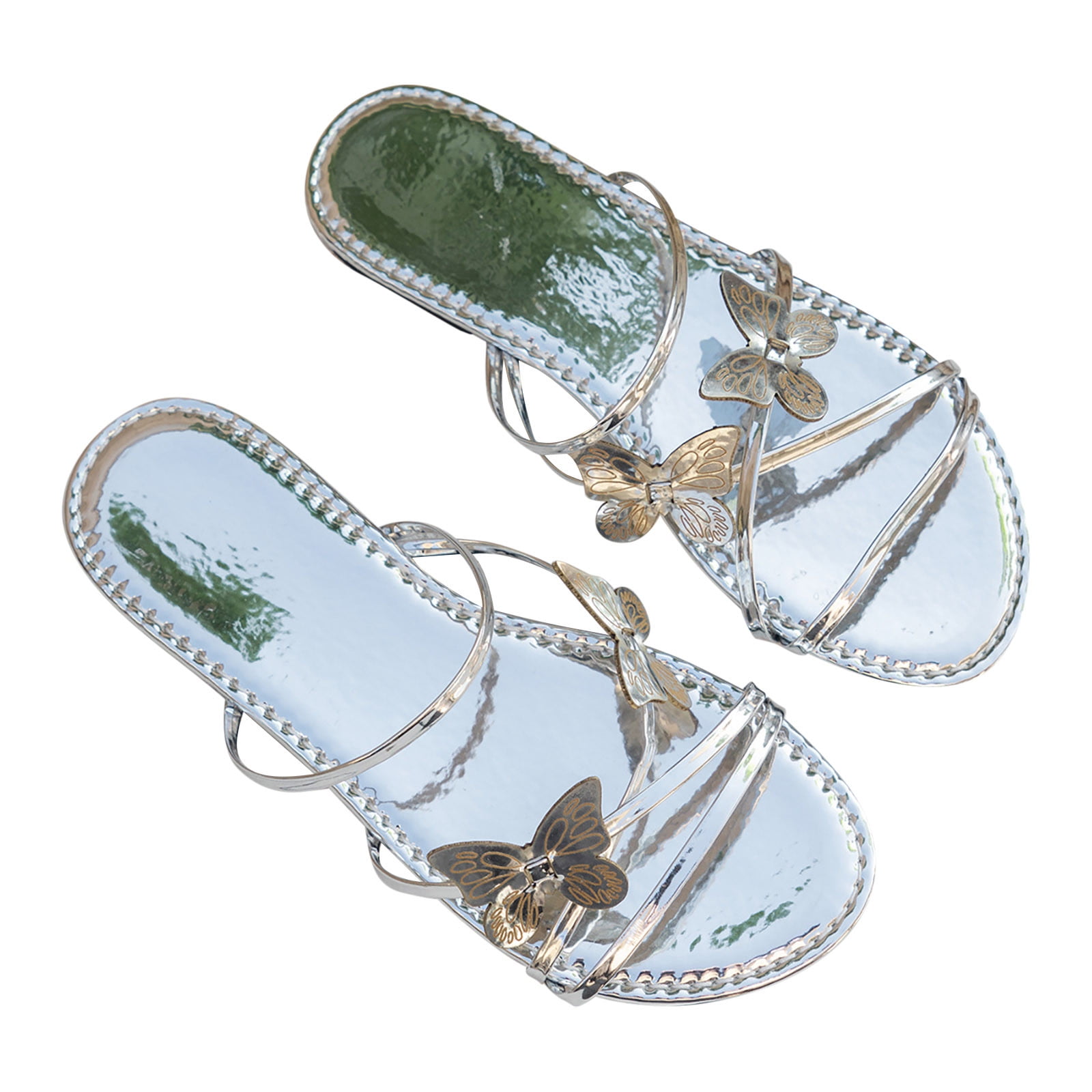 AnuYalue Women's Butterfly Rhinestone Sandals Dressy Metallic Sparkly ...