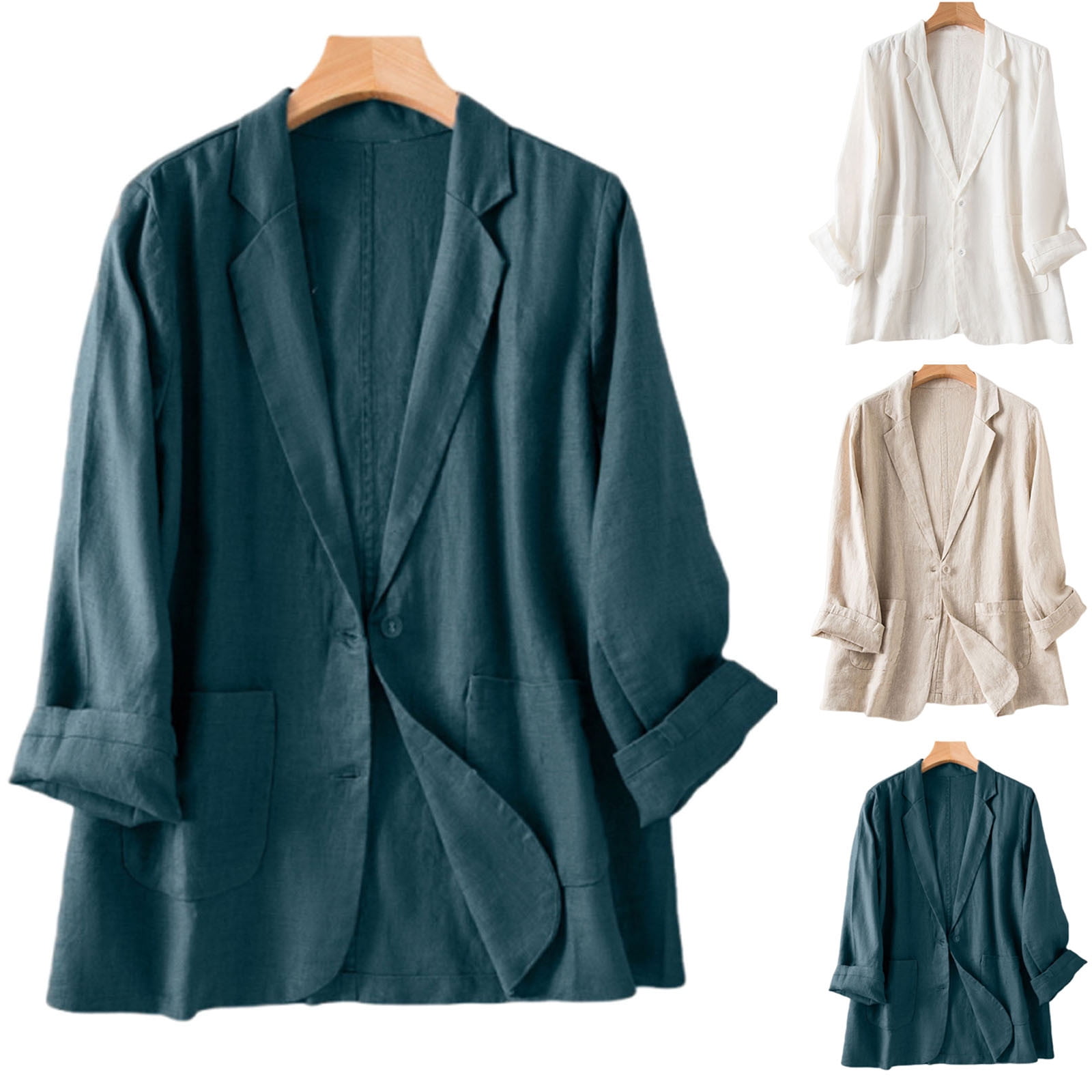 AnuYalue Women's Casual Blazer Long Sleeve Button Lapel Cardigan ...