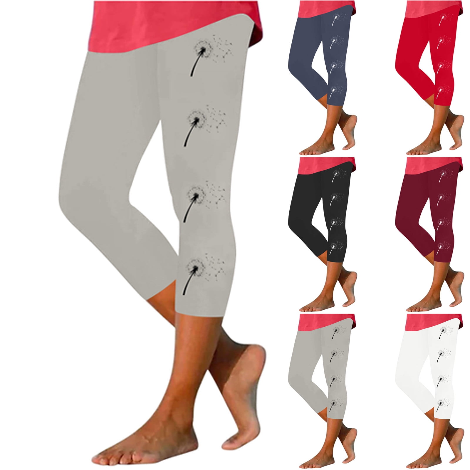 AnuYalue Women's High Waist Capri Leggings Workout Yoga Pants 3/4 ...