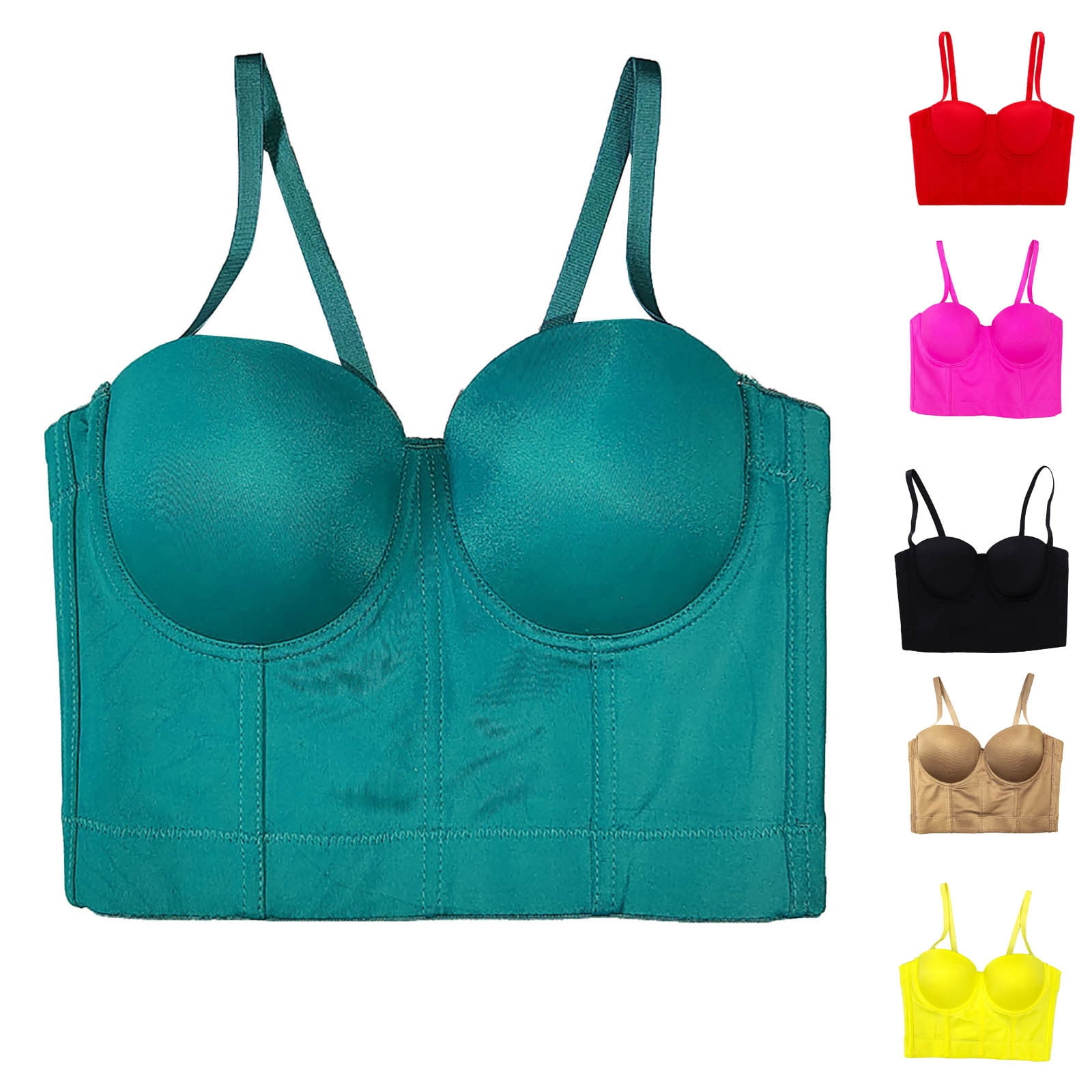AnuYalue Women's Mesh Bustier Crop Tops 2026 Solid Push Up Corset Top ...