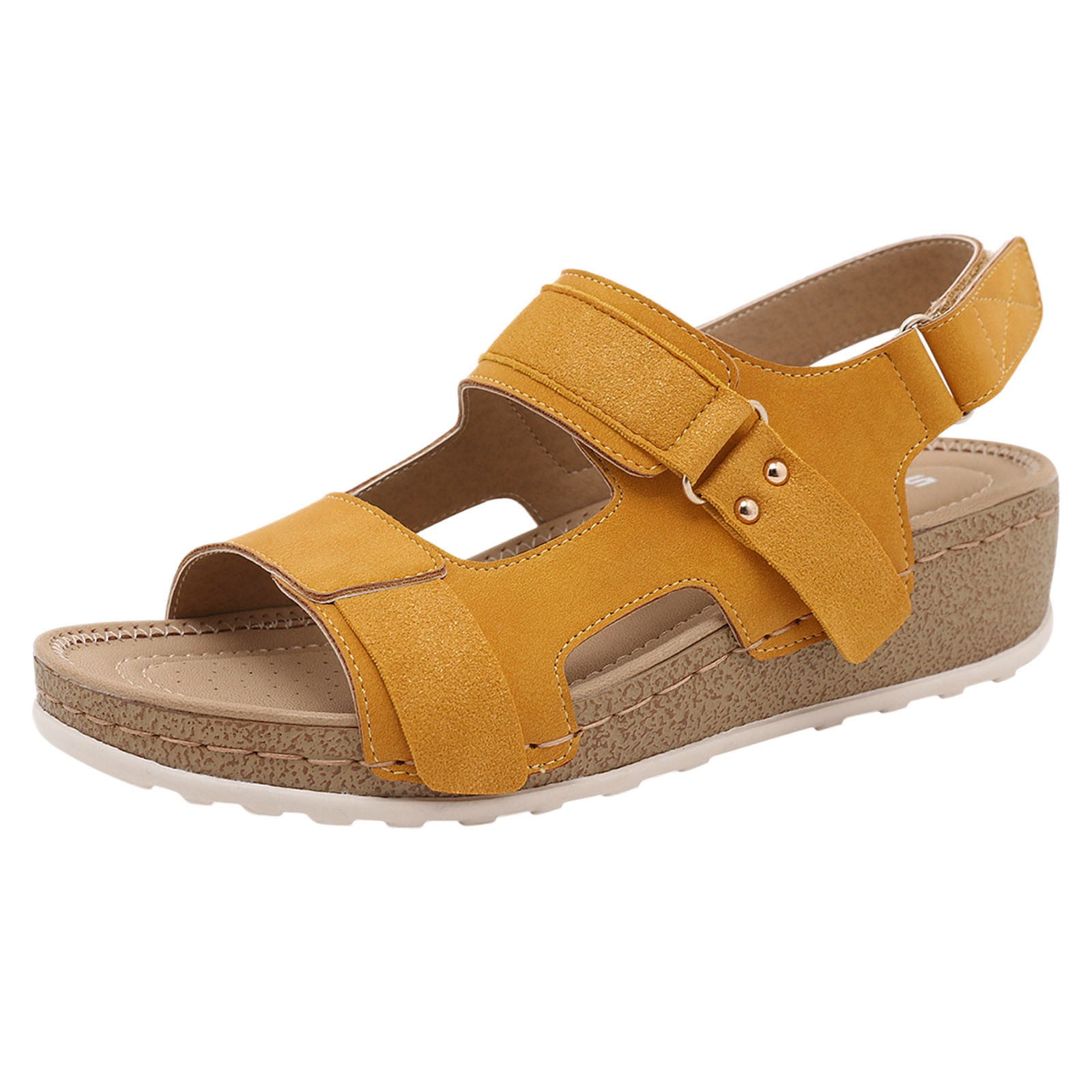AnuYalue Women's Orthopedic Leather Sandals Open Toe Wedge Sandals ...