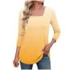AnuYalue Women's Plus Size 3/4 Sleeve Shirts Gradient Color Square Neck ...