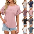 AnuYalue Women's Short Sleeve Shirts Dressy Lace Summer Hollow Out Tops ...