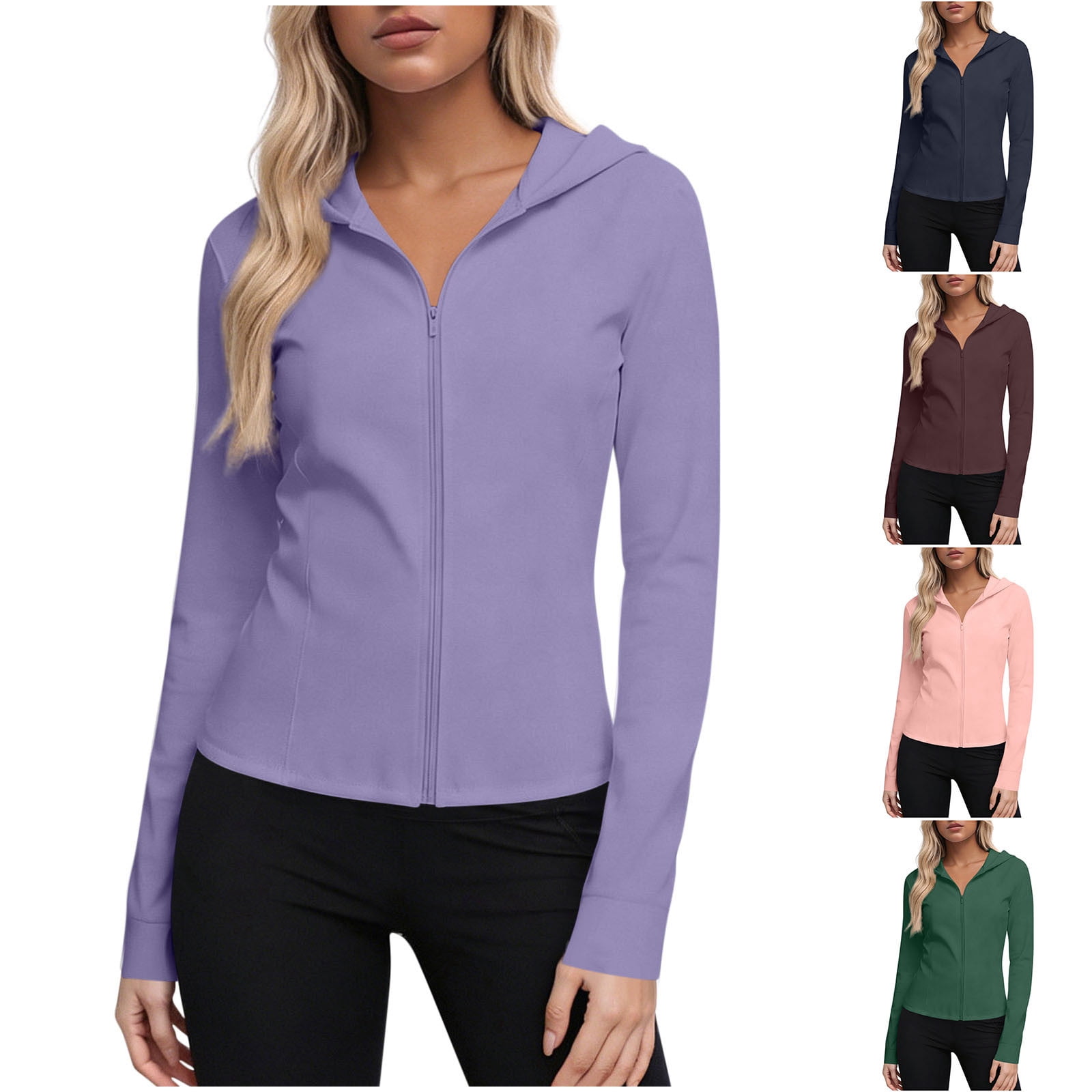 AnuYalue Women's Sun Protection Jackets Plus Size Zip Up Hooded Jacket ...