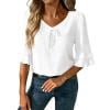 AnuYalue Womens Bow Tie V Neck Tops Casual Elegant Layered Ruffle Cuffs ...