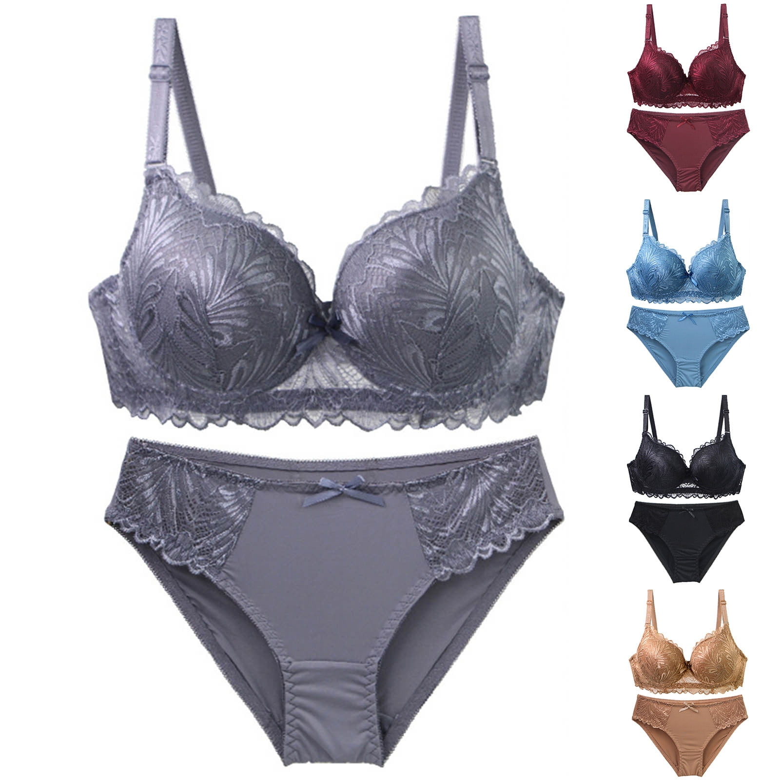 AnuYalue Womens Bras and Panty Set Push Up Lace Bras Set Plus Size ...
