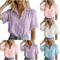 AnuYalue Womens Casual V Neck Short Sleeve Button Down Shirts Business ...