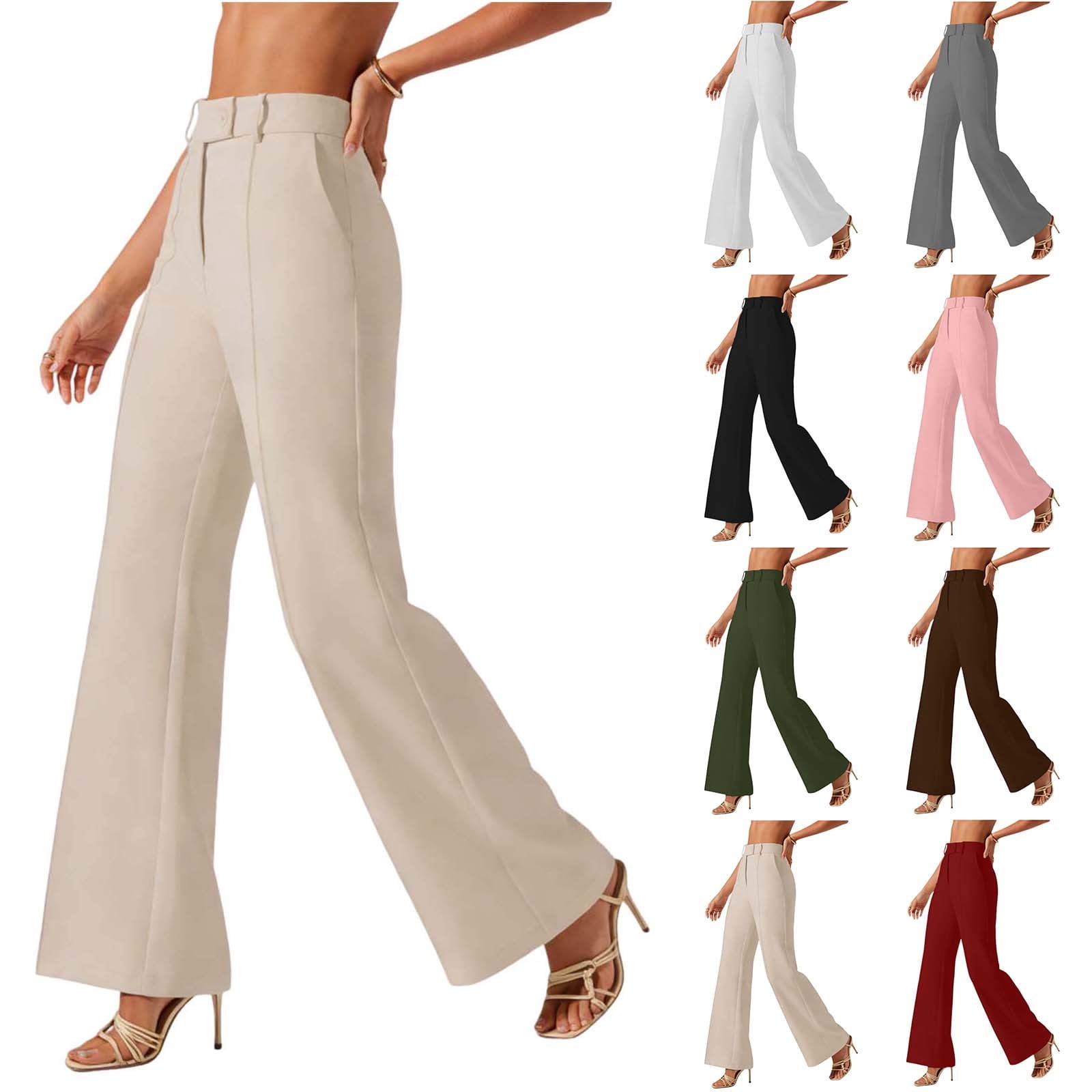 AnuYalue Womens Dress Pants High Waisted Business Casual Flare Pants ...